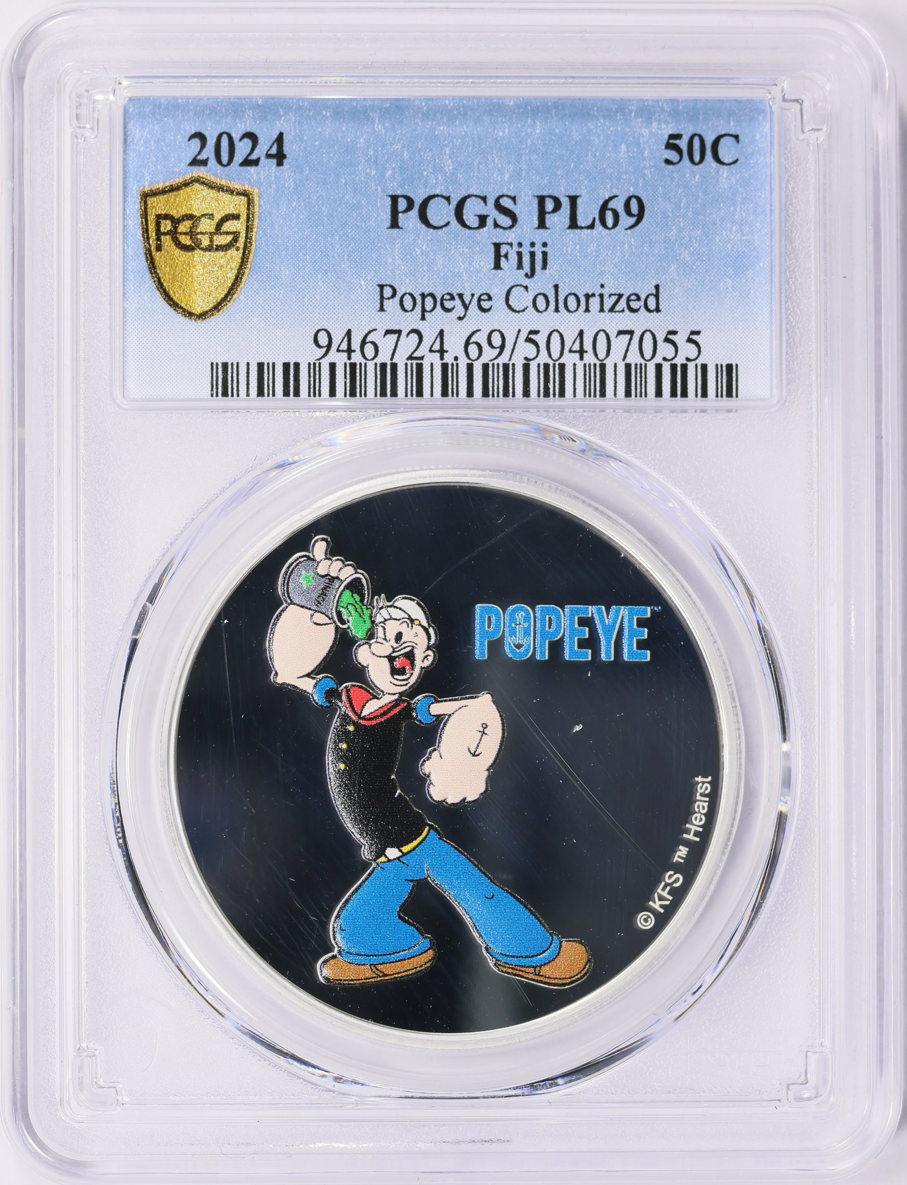 Fiji 2024 Colorized Silver 50 Cents Popeye PCGS PL-69 | PCGS Cert ...