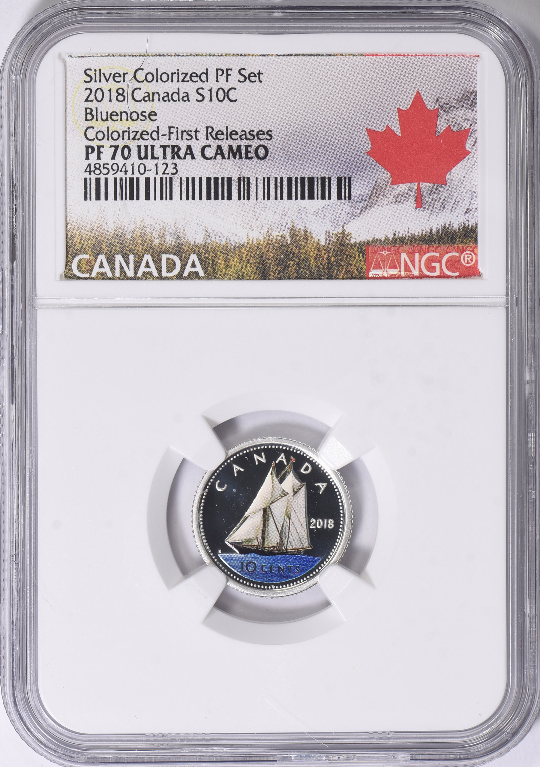 Canada 2018 Colorized Silver 10 Cents Bluenose From Silver Colorized Proof Set First Releases ...