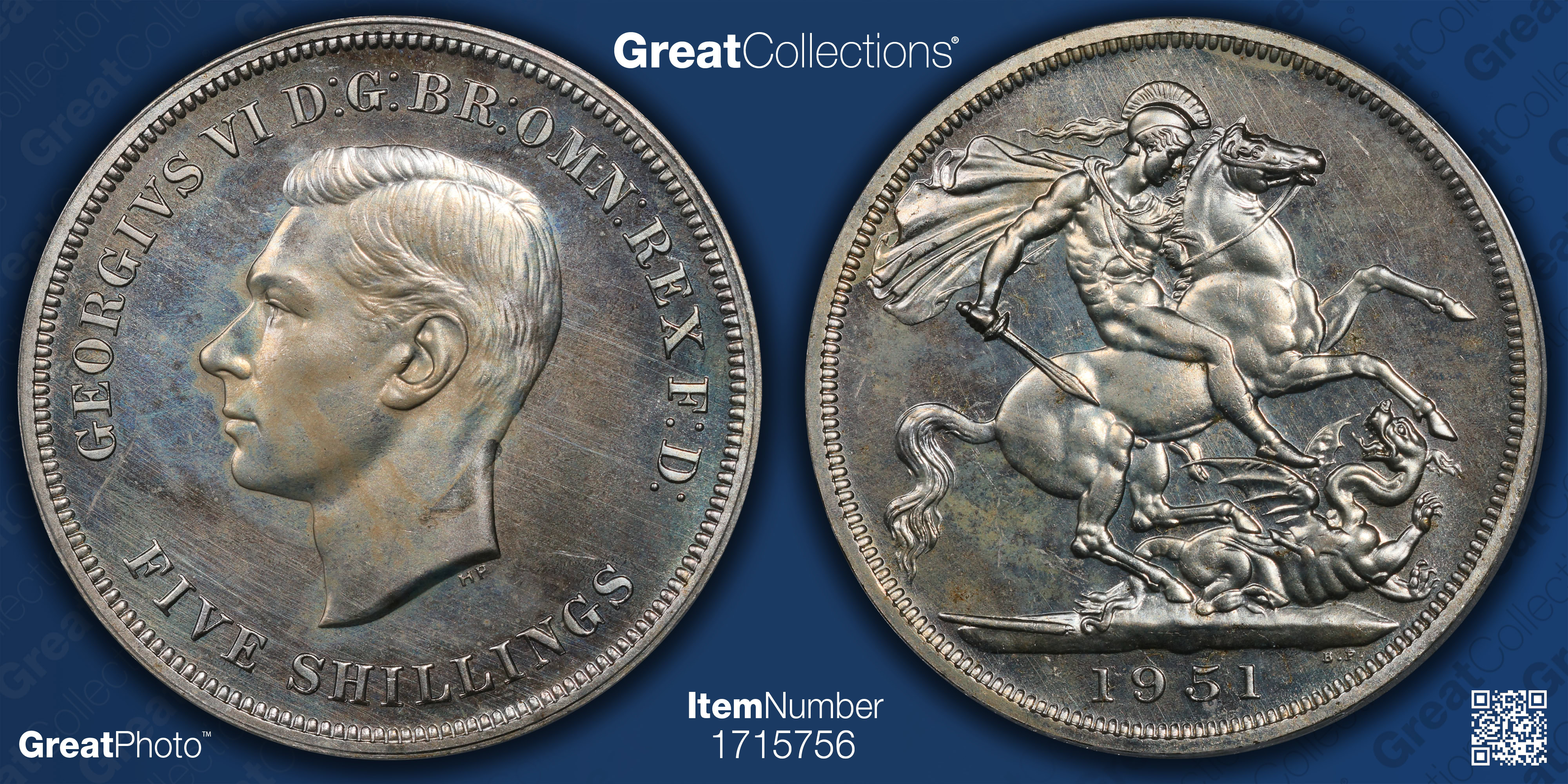 Great Britain 1951 Crown KM-880 PCGS PL-64 (Toned) (Item 1715756 ...