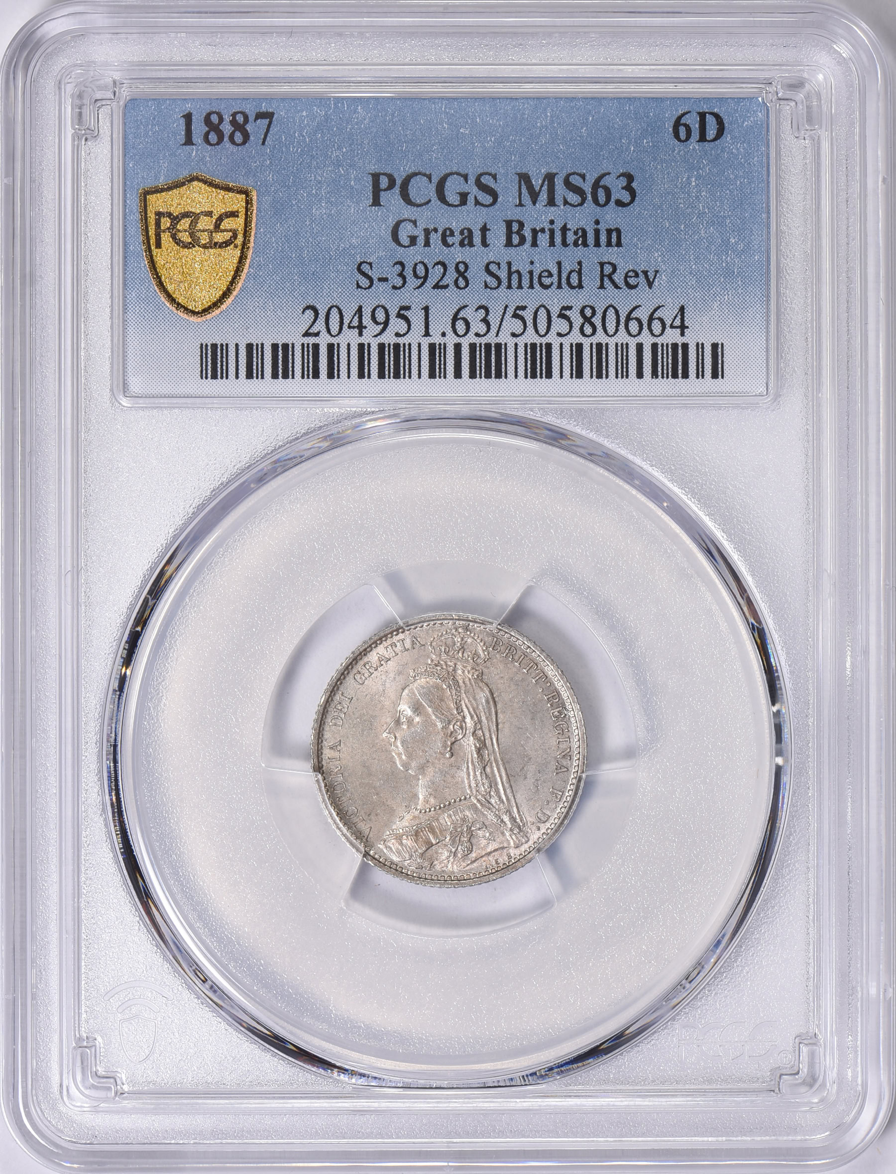 Great Britain 1887 Silver 6 Pence Shield Reverse KM-759 PCGS MS-63 (Item 1715785 ...
