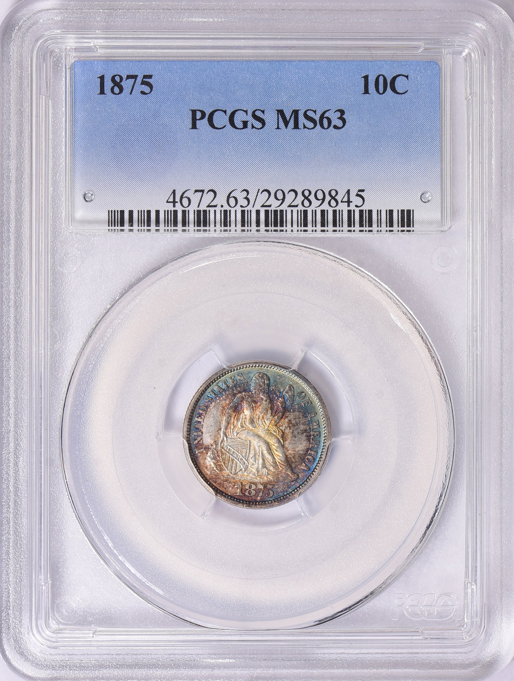 1875 Seated Liberty Dime PCGS MS-63 (Toned) (Item 1715814 ...