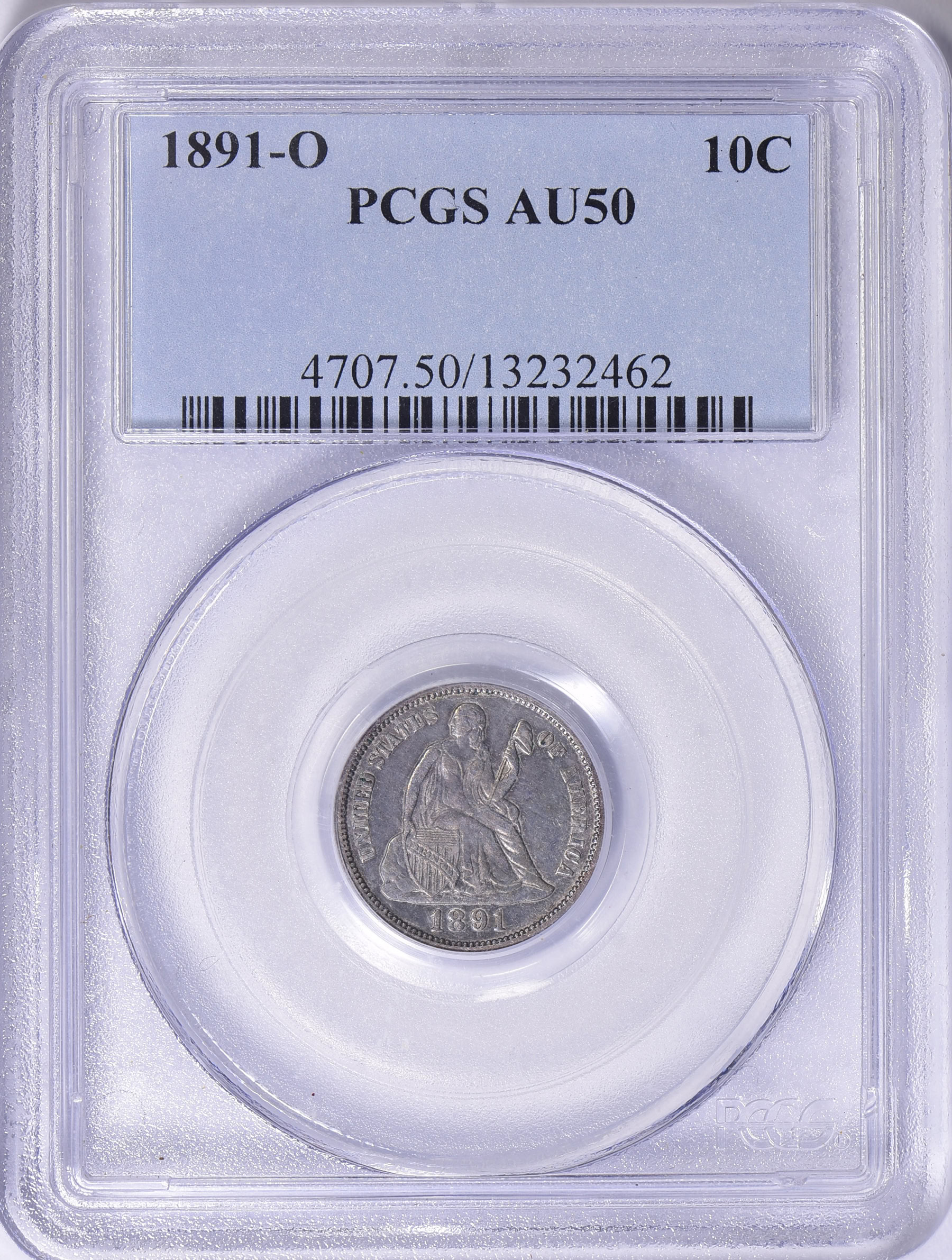 1891-O Seated Liberty Dime PCGS AU-50 (Item 1715831) | GreatCollections Coin Auctions
