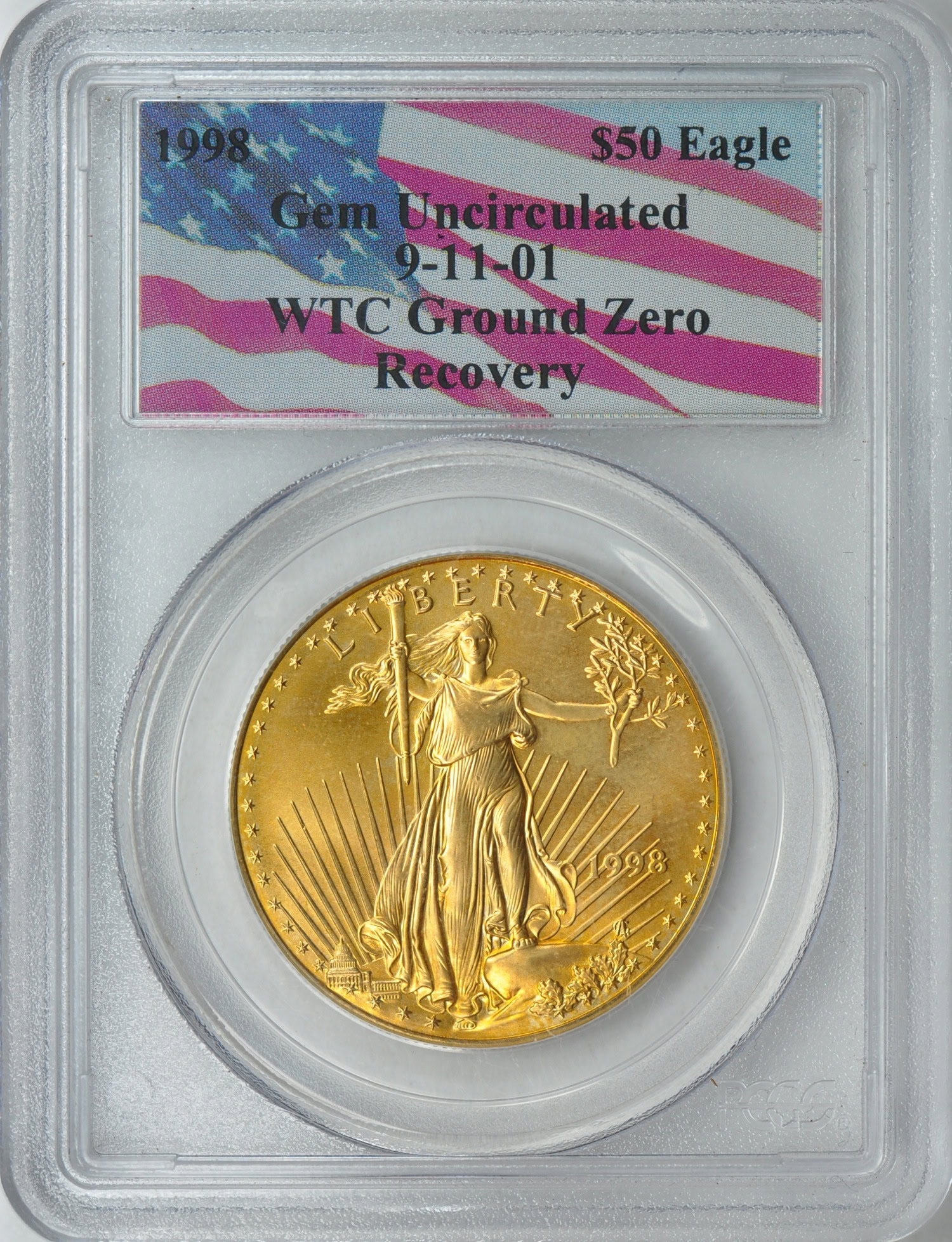 1998 $50 One-Ounce Gold American Eagle WTC World Trade Center Ground ...