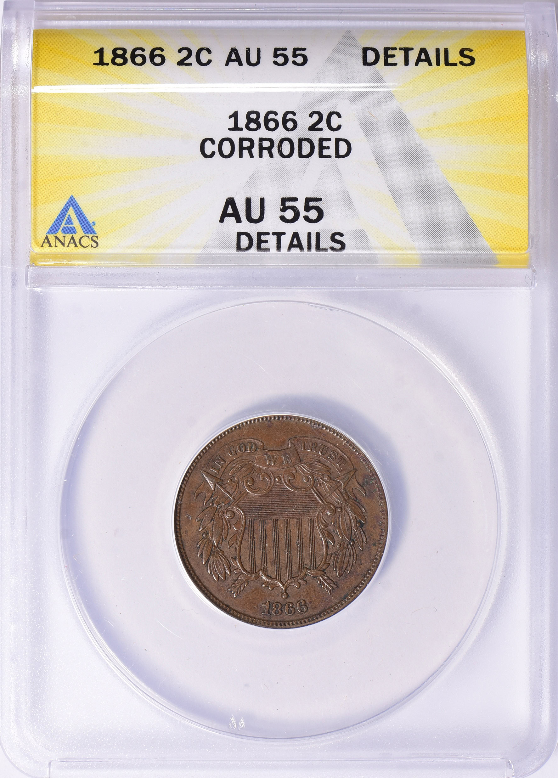 1866 Two-Cent Piece ANACS AU-55 Details (Item 1715924 ...