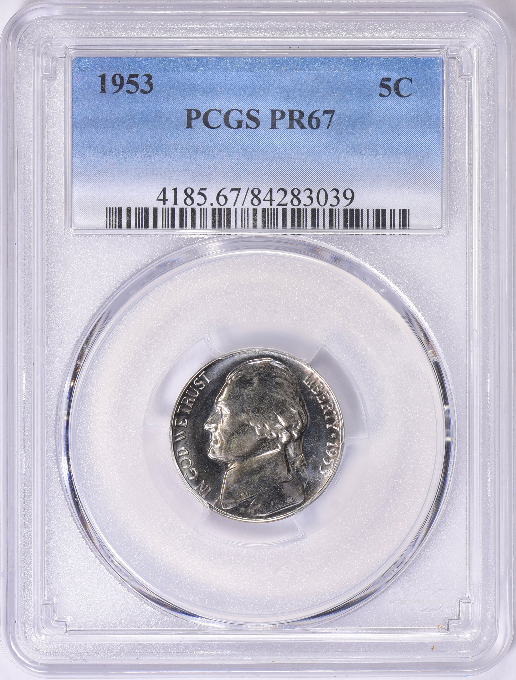 1953 Jefferson Nickel PCGS Proof-67 (Item 1715983) | GreatCollections ...