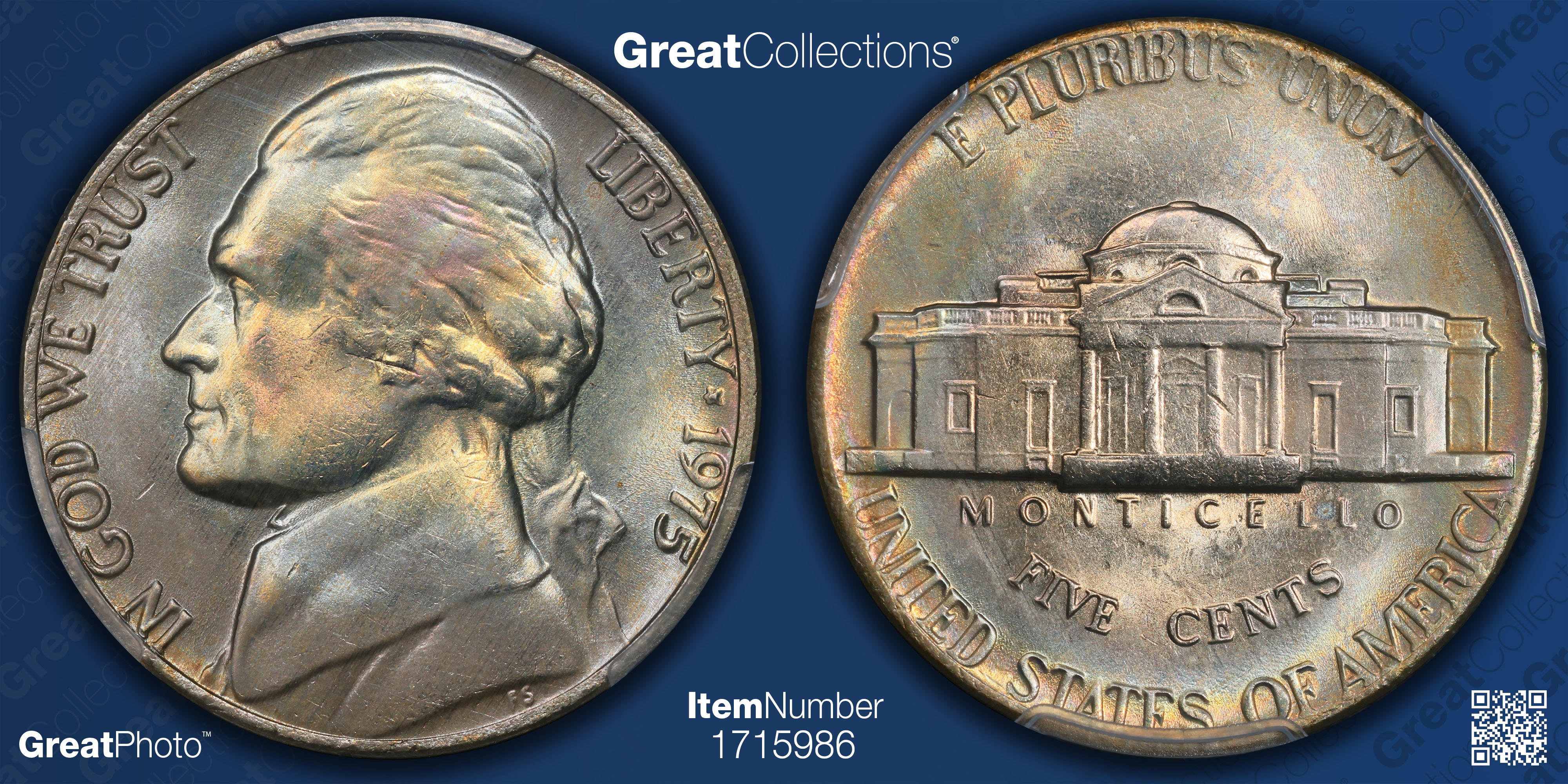1975 Jefferson Nickel PCGS MS-66 (Toned) (Item 1715986 ...