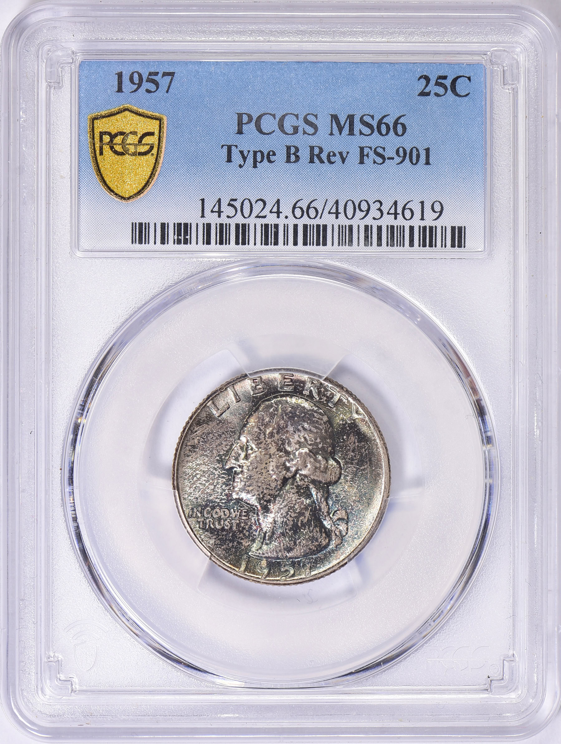 1957 Washington Quarter Type B Reverse FS-901 PCGS MS-66 (Toned) (Item 1715995 ...