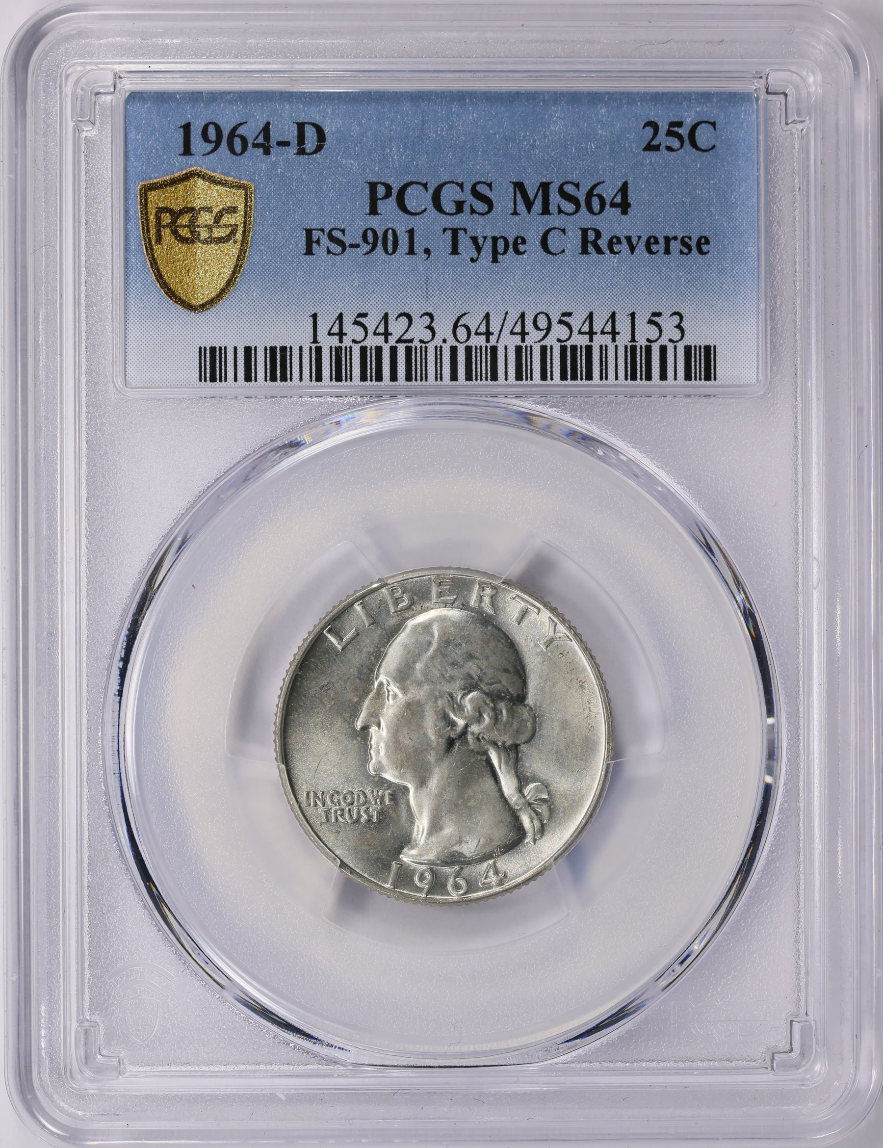 1964-D Washington Quarter Type C Reverse FS-901 PCGS MS-64 (Item ...