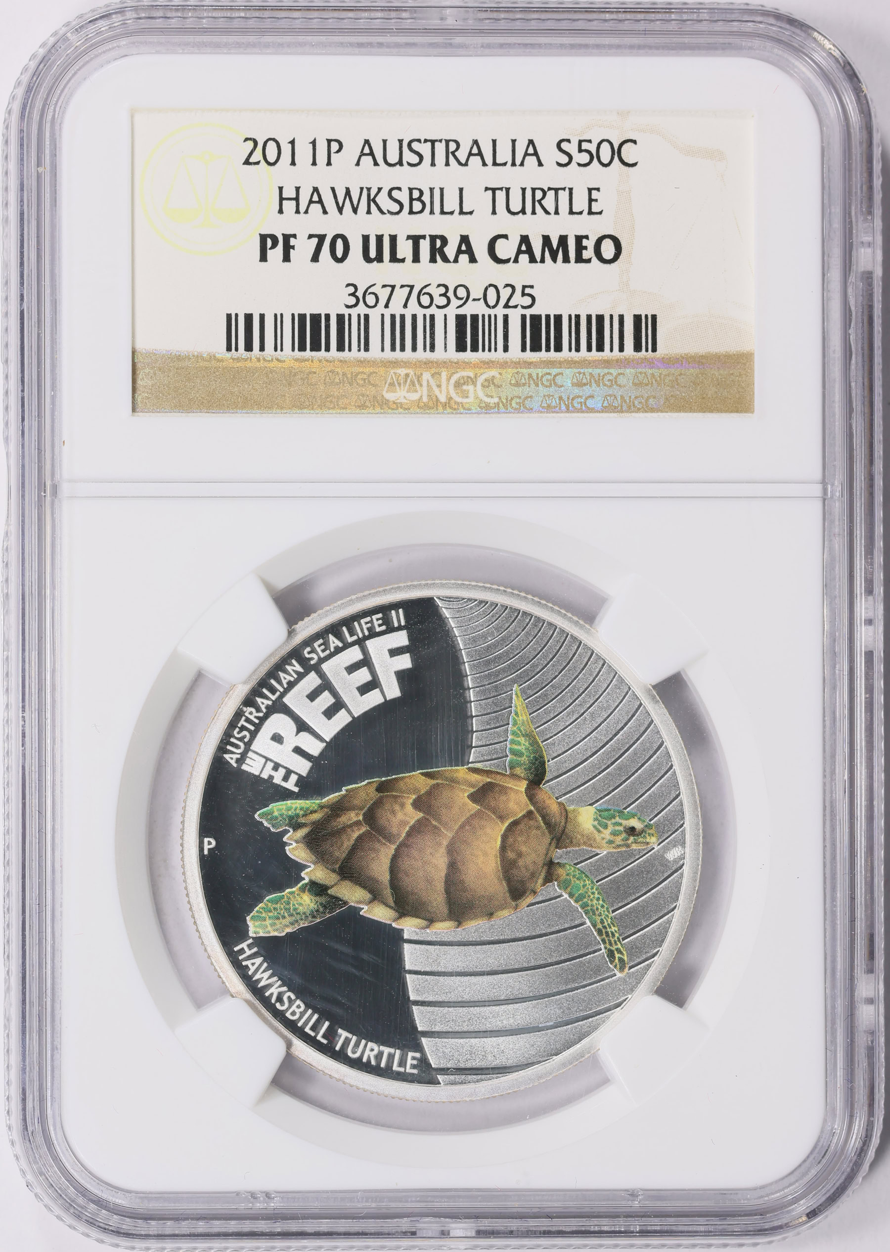 Australia 2011-P Colorized Silver 50 Cents Hawksbill Turtle KM-1579 NGC ...