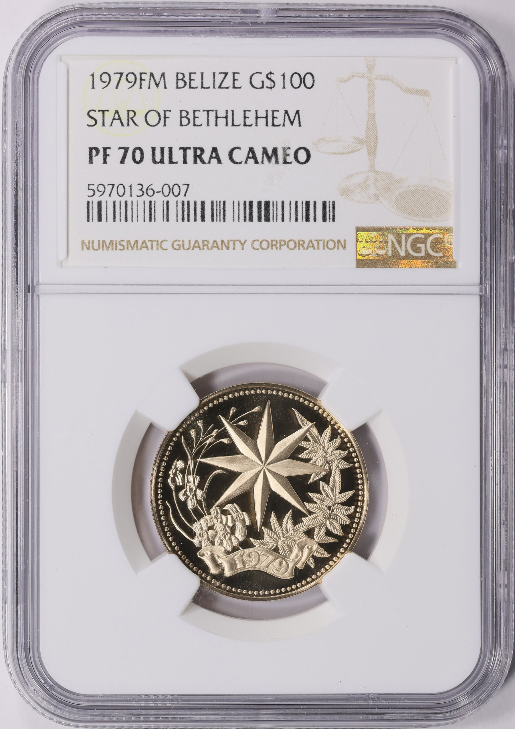 Belize 1979-FM Gold $100 Star of Bethlehem KM-59 NGC Proof-70 UC (AGW ...