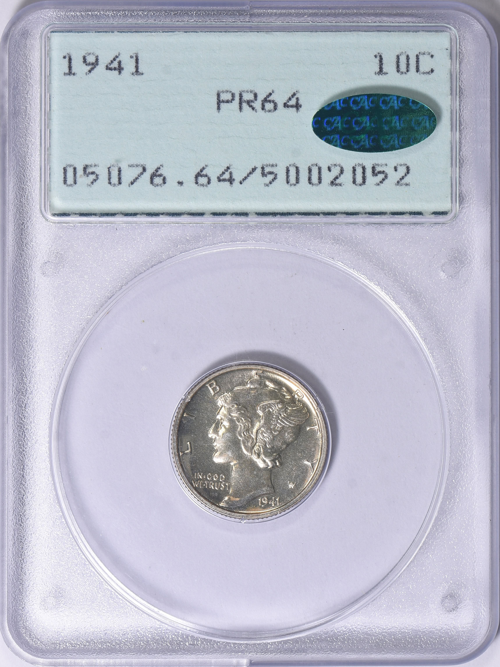 1941 Mercury Dime PCGS Proof-64 (CAC Green) OGH (1st Gen) (Item 1716291) | GreatCollections Coin ...