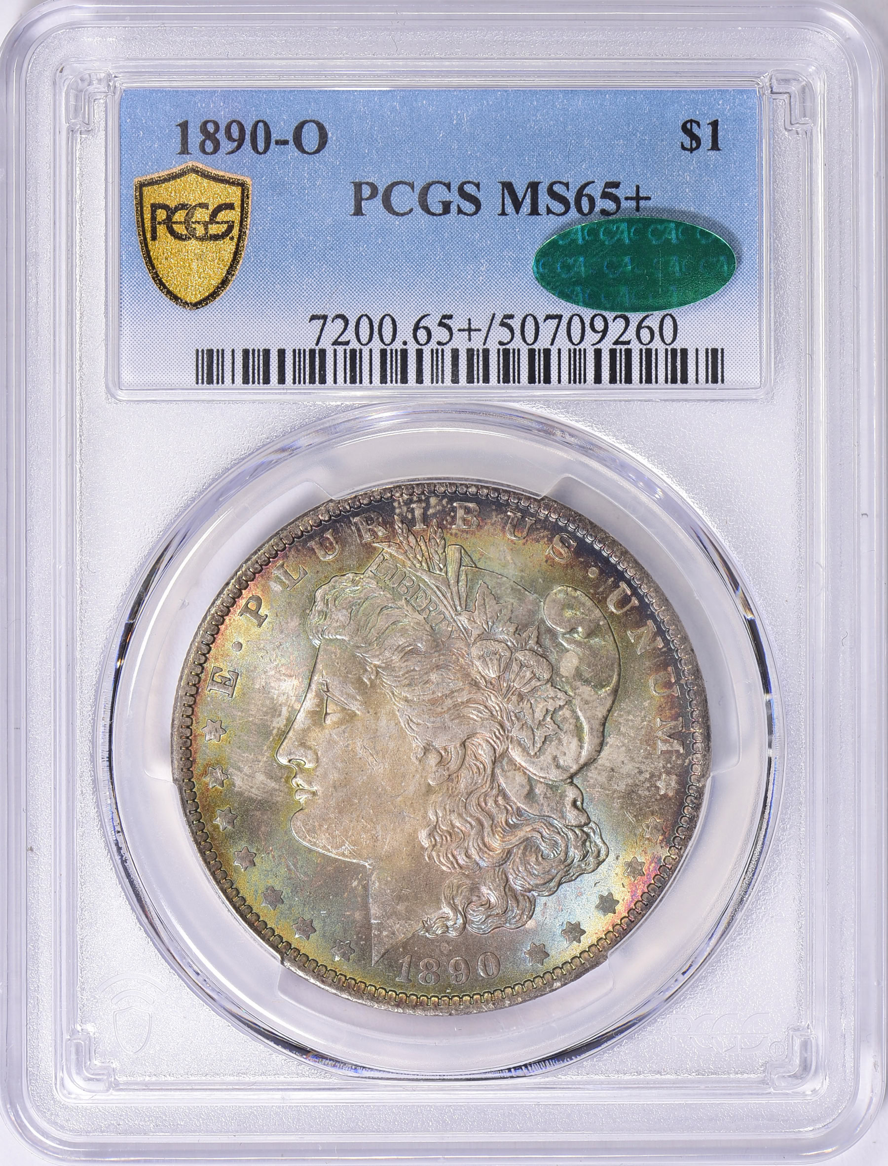 1890-O Morgan Silver Dollar PCGS MS-65+ (CAC Green) (Toned) (Item 1716382) | GreatCollections ...