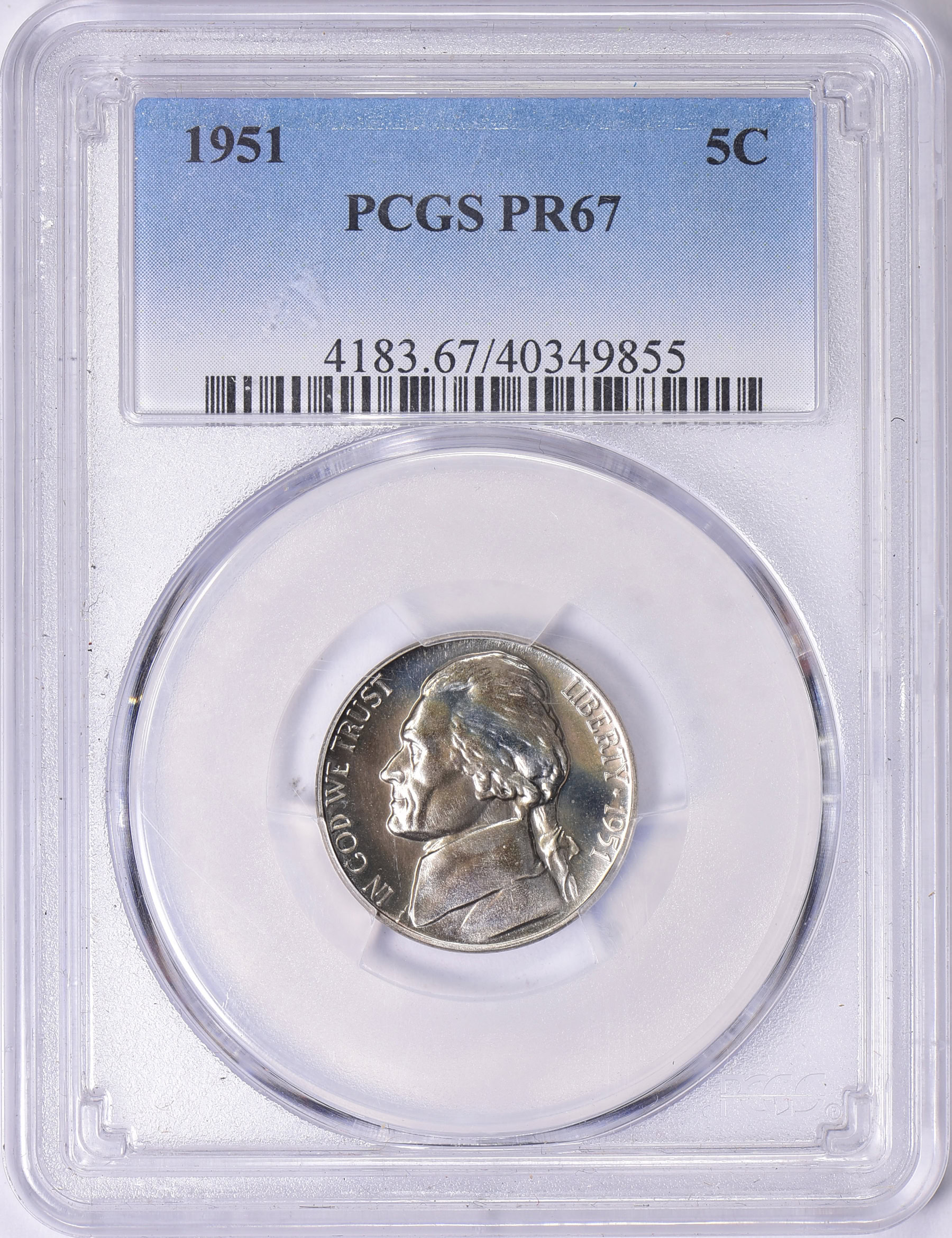 1951 Jefferson Nickel PCGS Proof-67 (Toned) (Item 1716460 ...