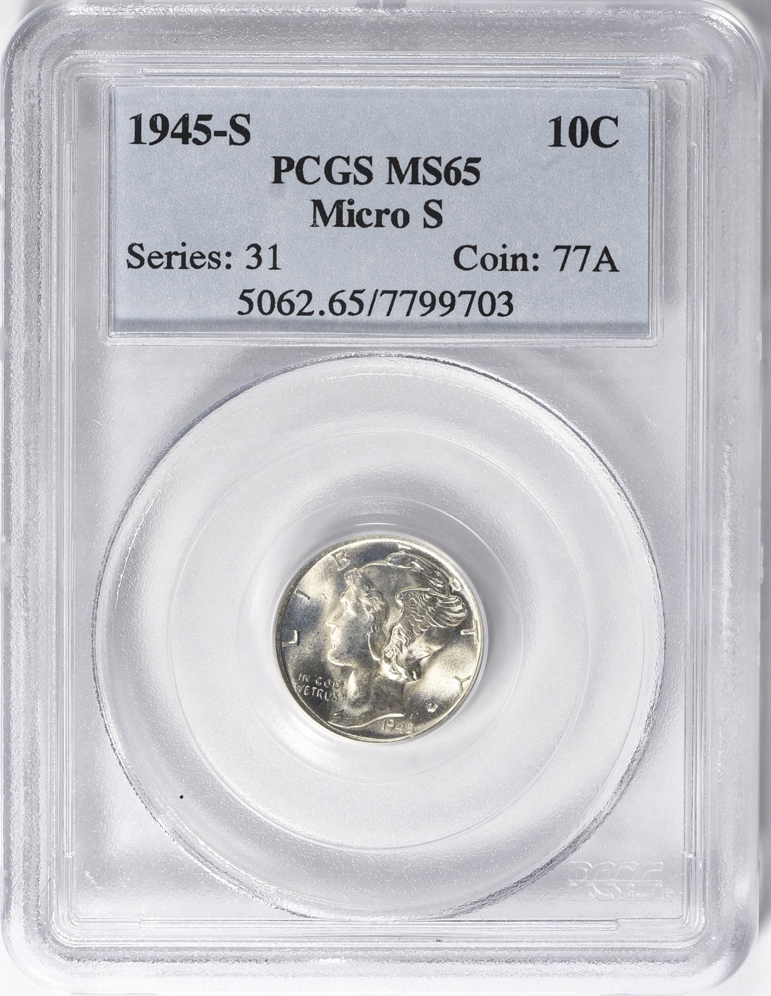 1945-S Mercury Dime Micro S PCGS MS-65 (Item 1716478) | GreatCollections Coin Auctions