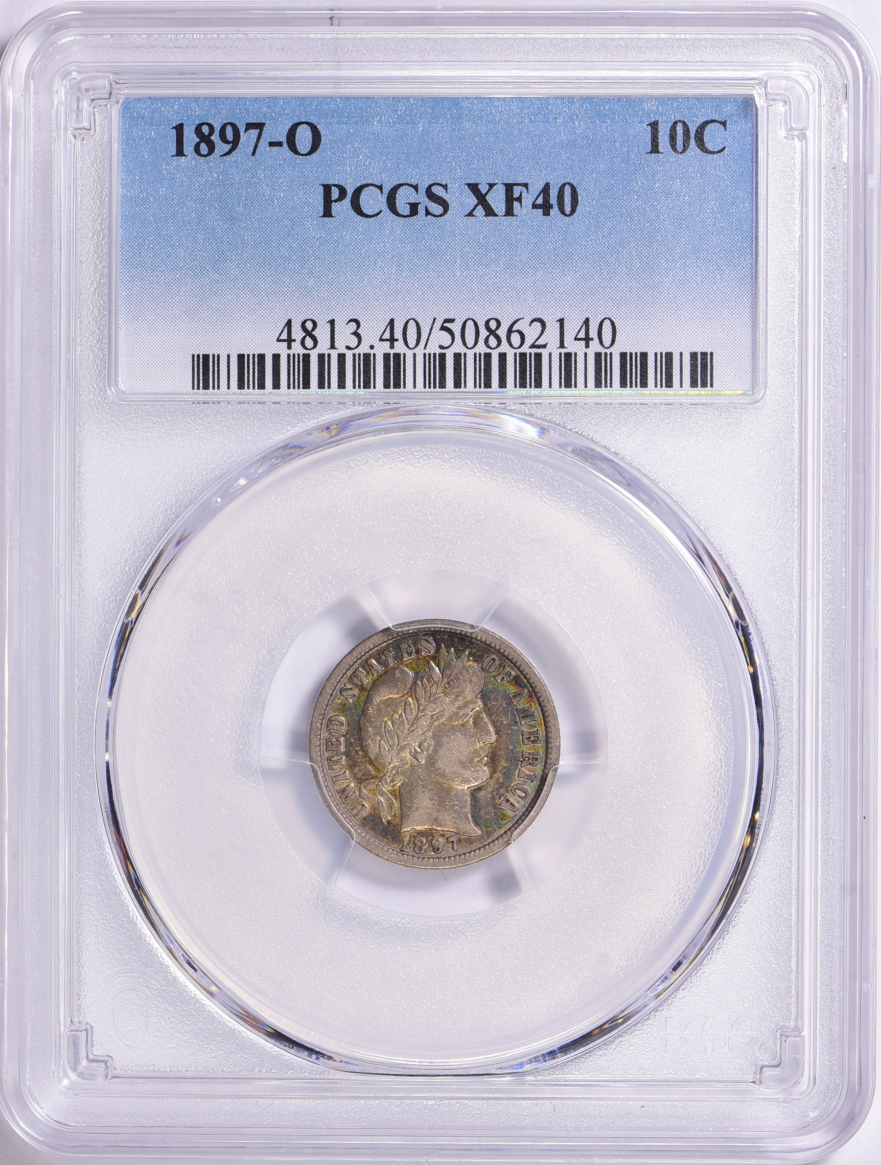 1897-O Barber Dime PCGS XF-40 (Toned) (Item 1716645) | GreatCollections Coin Auctions