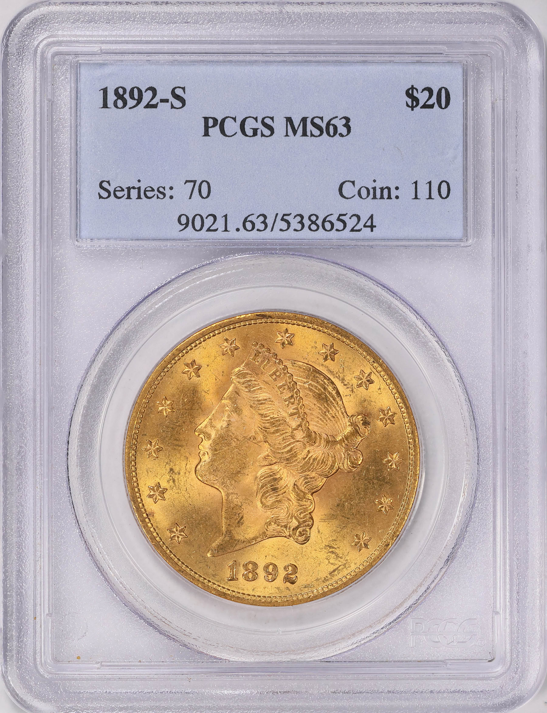 1892-S Liberty Gold Double Eagle PCGS MS-63 (Item 1716678) | GreatCollections Coin Auctions