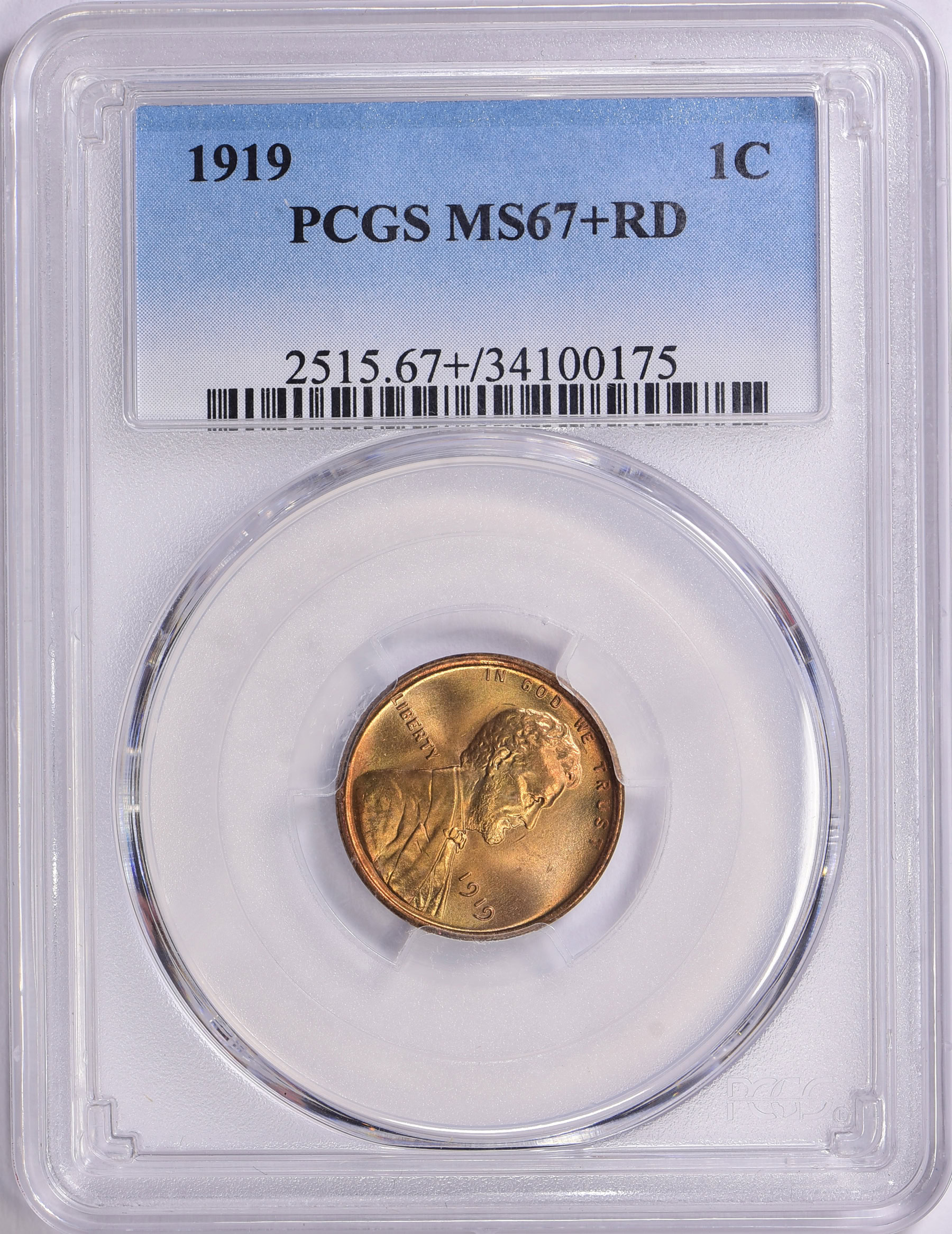 1919 Lincoln Cent PCGS MS-67+ RD (Item 1716751) | GreatCollections Coin ...