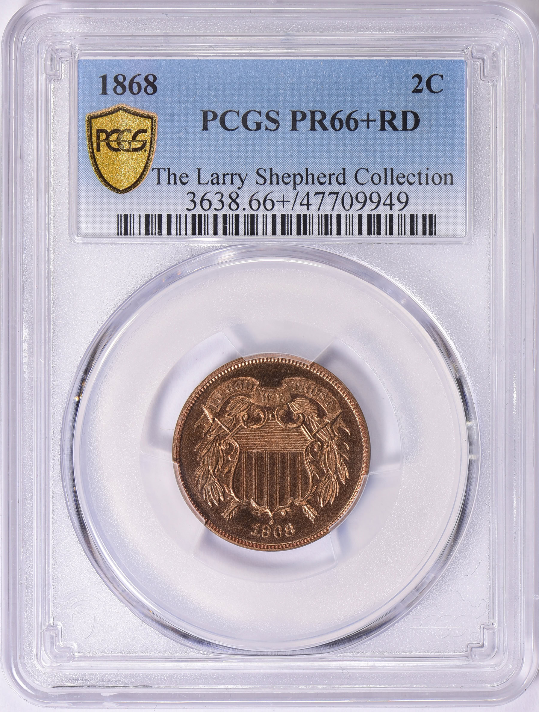 1868 Two-Cent Piece PCGS Proof-66+ RD (Larry Shepherd Collection) (Item ...