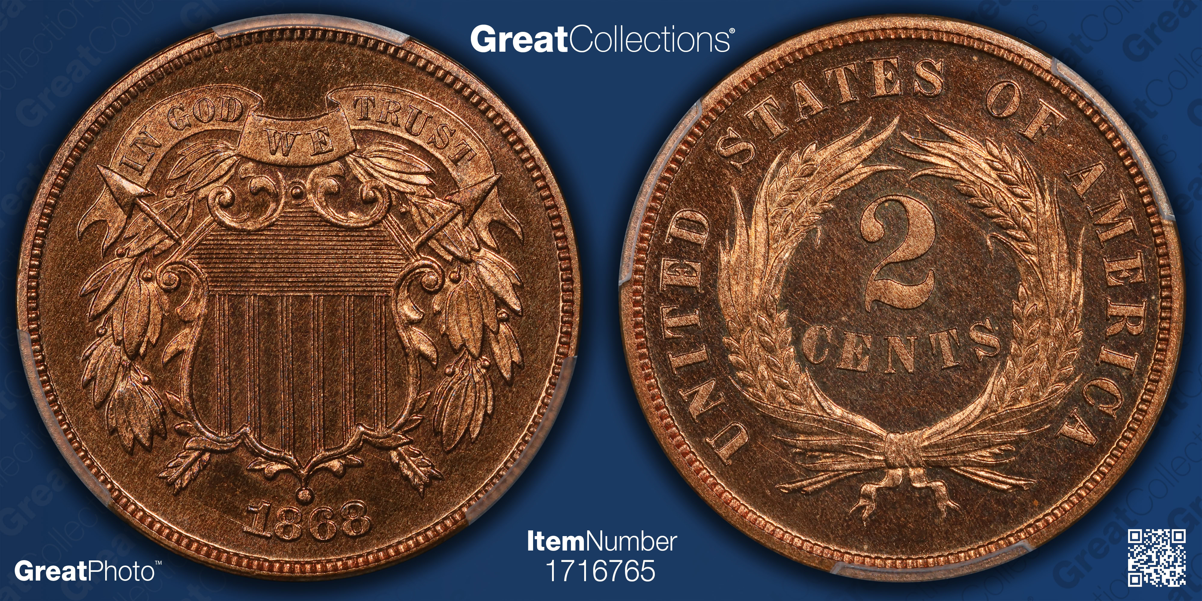 1868 Two-Cent Piece PCGS Proof-66+ RD (Larry Shepherd Collection) (Item ...