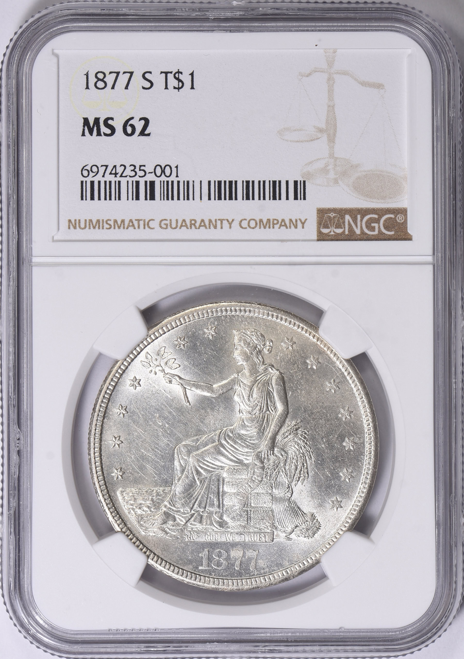 1877-S Trade Silver Dollar NGC MS-62 (Item 1716775) | GreatCollections Coin Auctions
