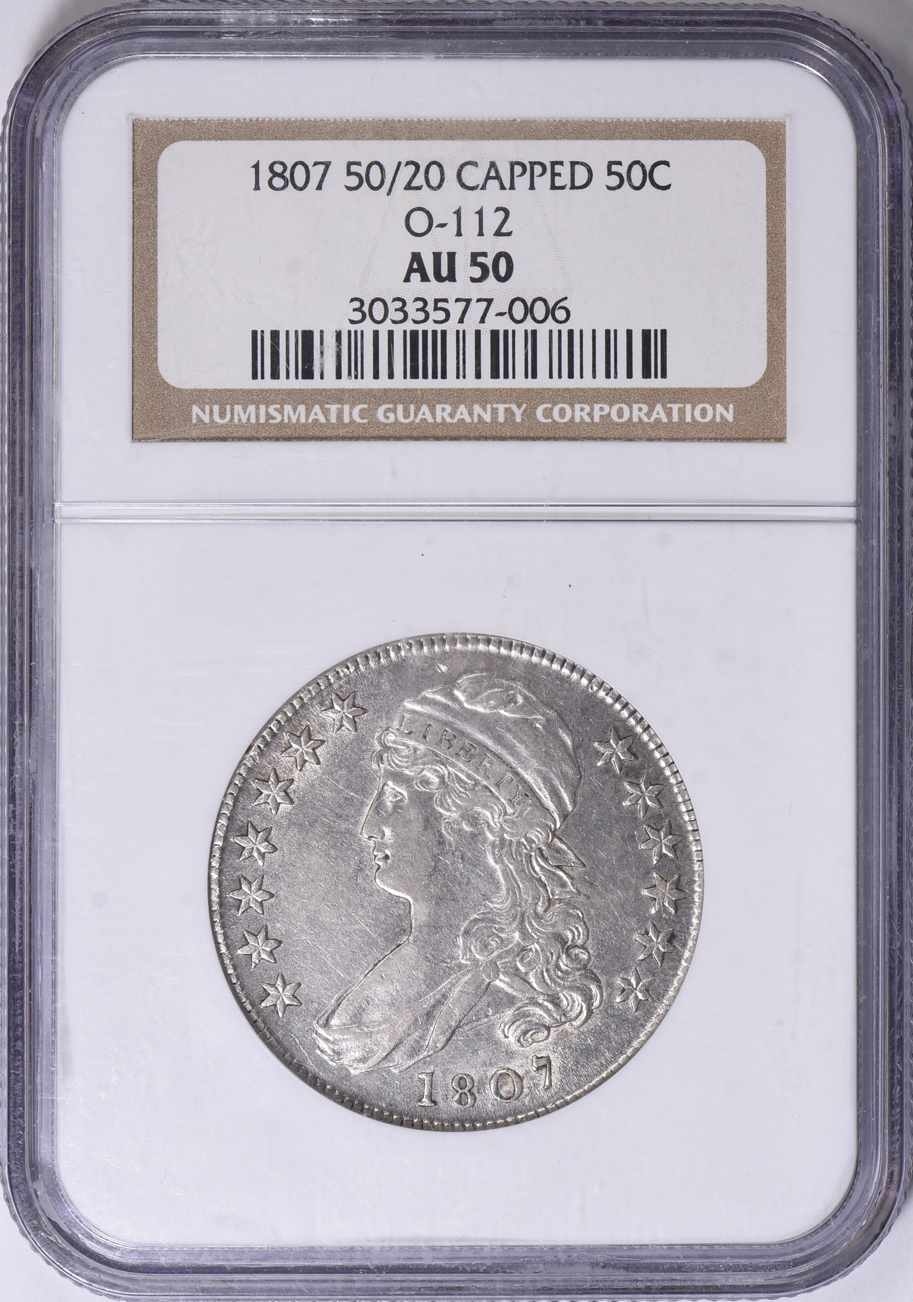 1807 Capped Bust Half Dollar 50/20 Overton 112 NGC AU-50 (Item 1716899) | GreatCollections Coin ...