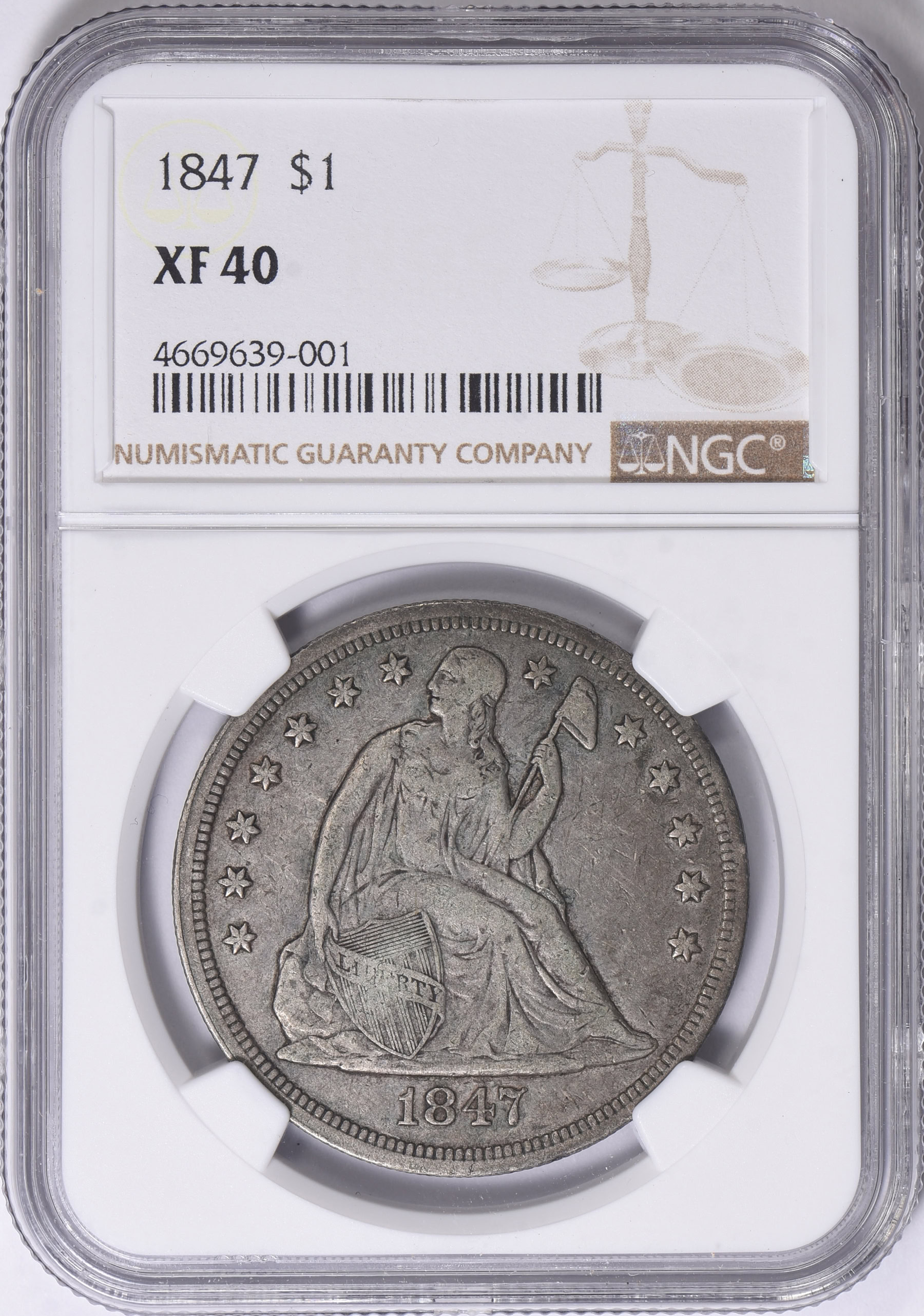 1847 Seated Liberty Silver Dollar NGC XF-40 (Item 1716903) | GreatCollections Coin Auctions