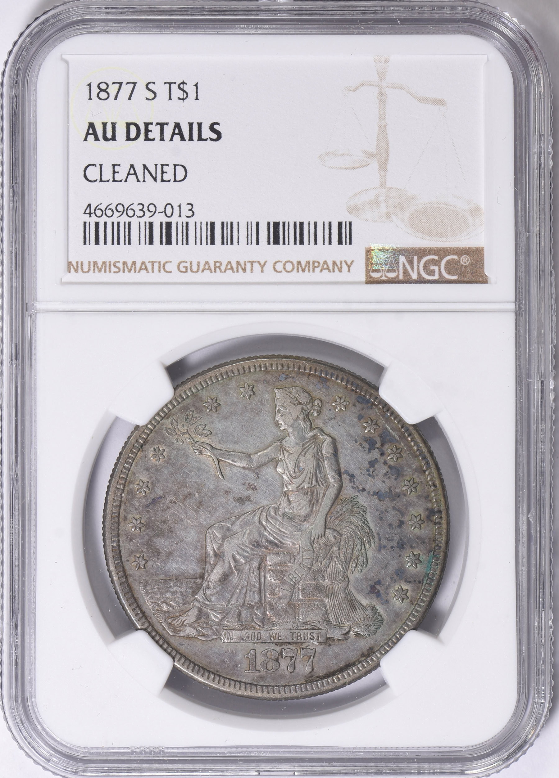 1877-S Trade Silver Dollar NGC AU Details (Item 1716915) | GreatCollections Coin Auctions