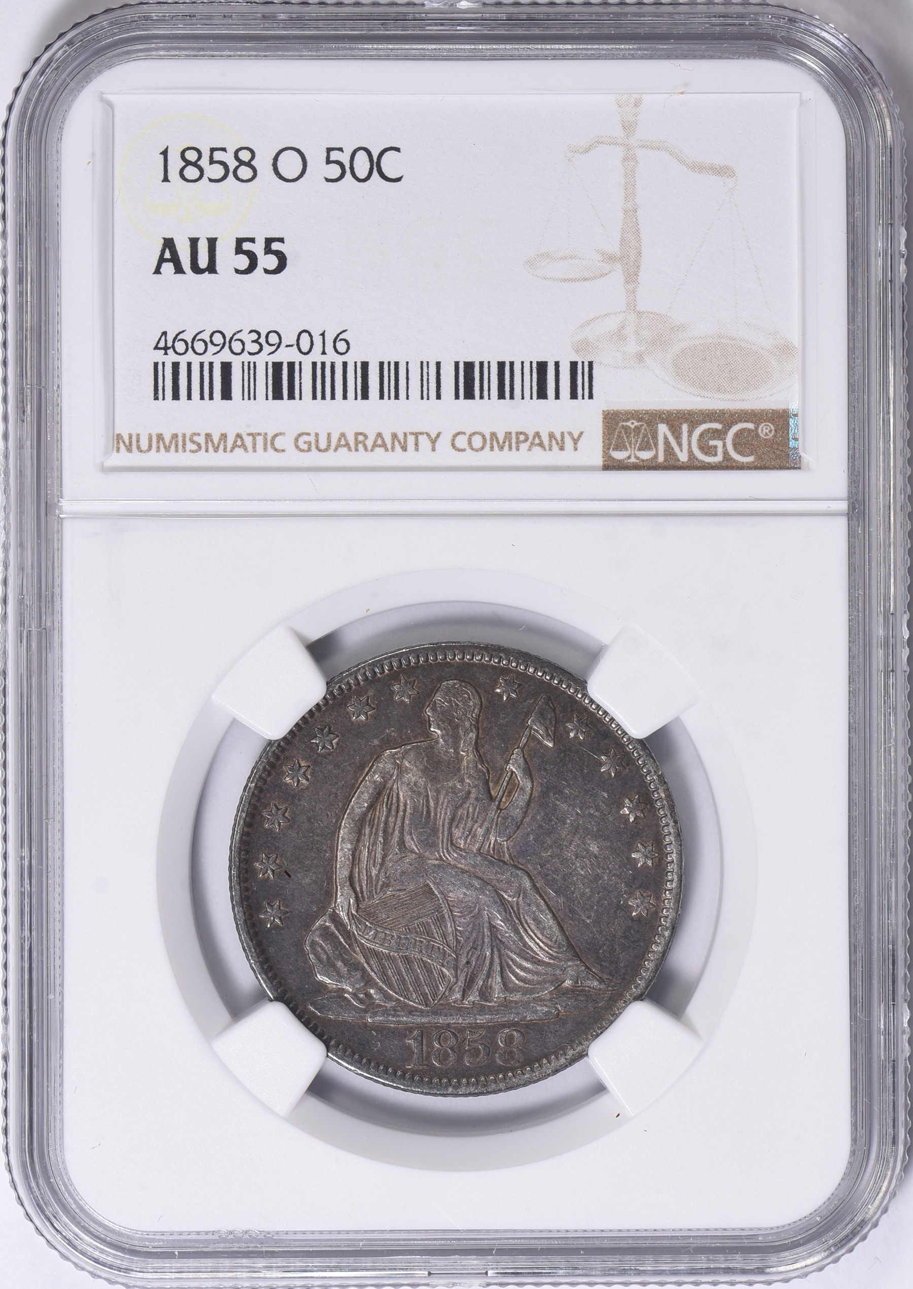 1858-O Seated Liberty Half Dollar NGC AU-55 (Item 1716918) | GreatCollections Coin Auctions