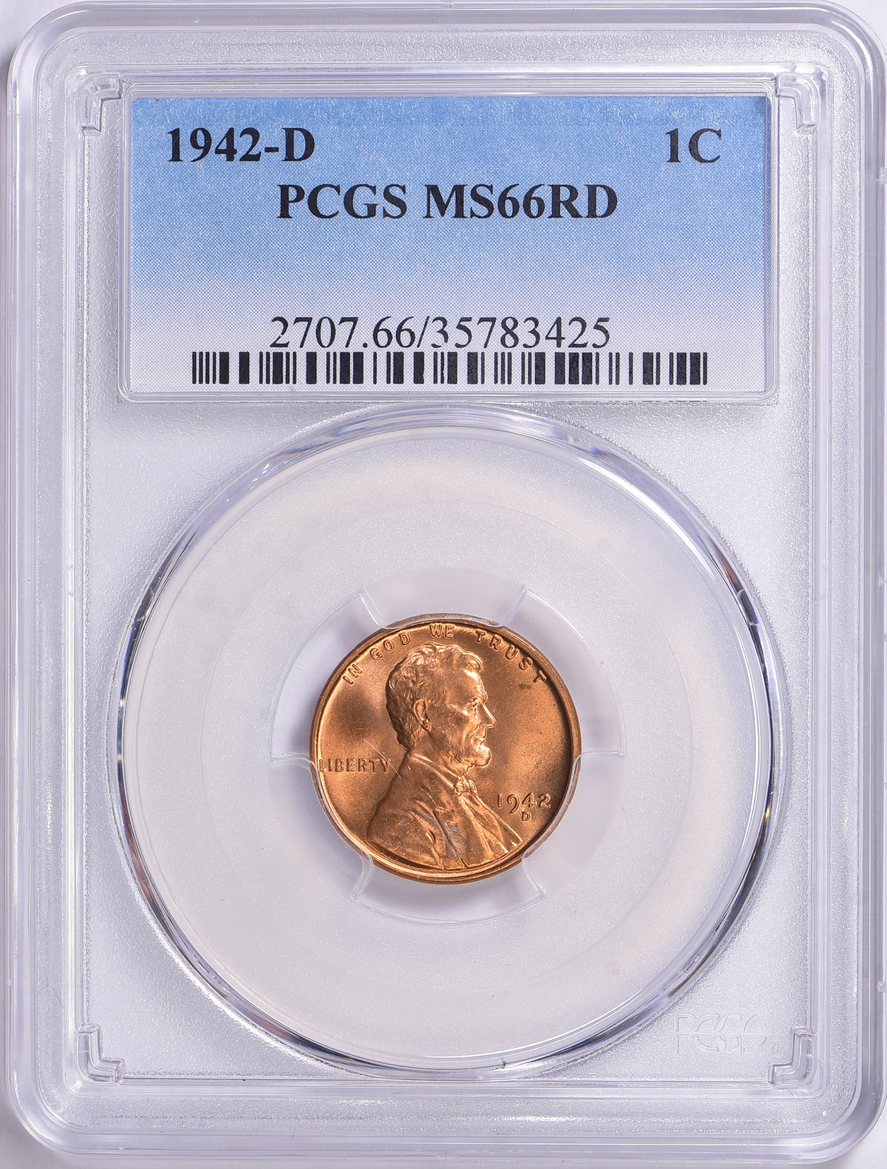 1942-D Lincoln Cent PCGS MS-66 RD (Item 1716929) | GreatCollections Coin Auctions