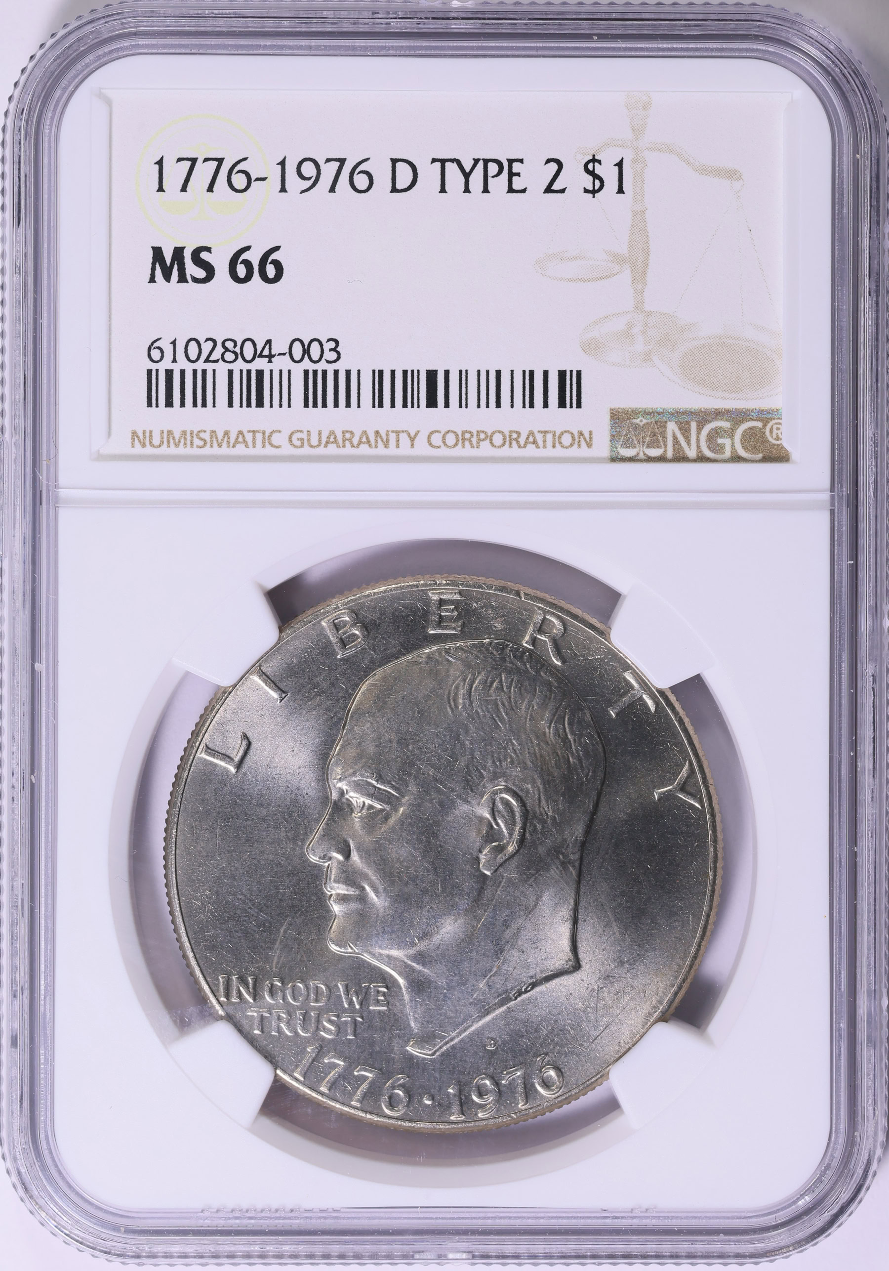 1976-D Eisenhower Dollar Type 2 NGC MS-66 (Item 1717064) | GreatCollections Coin Auctions