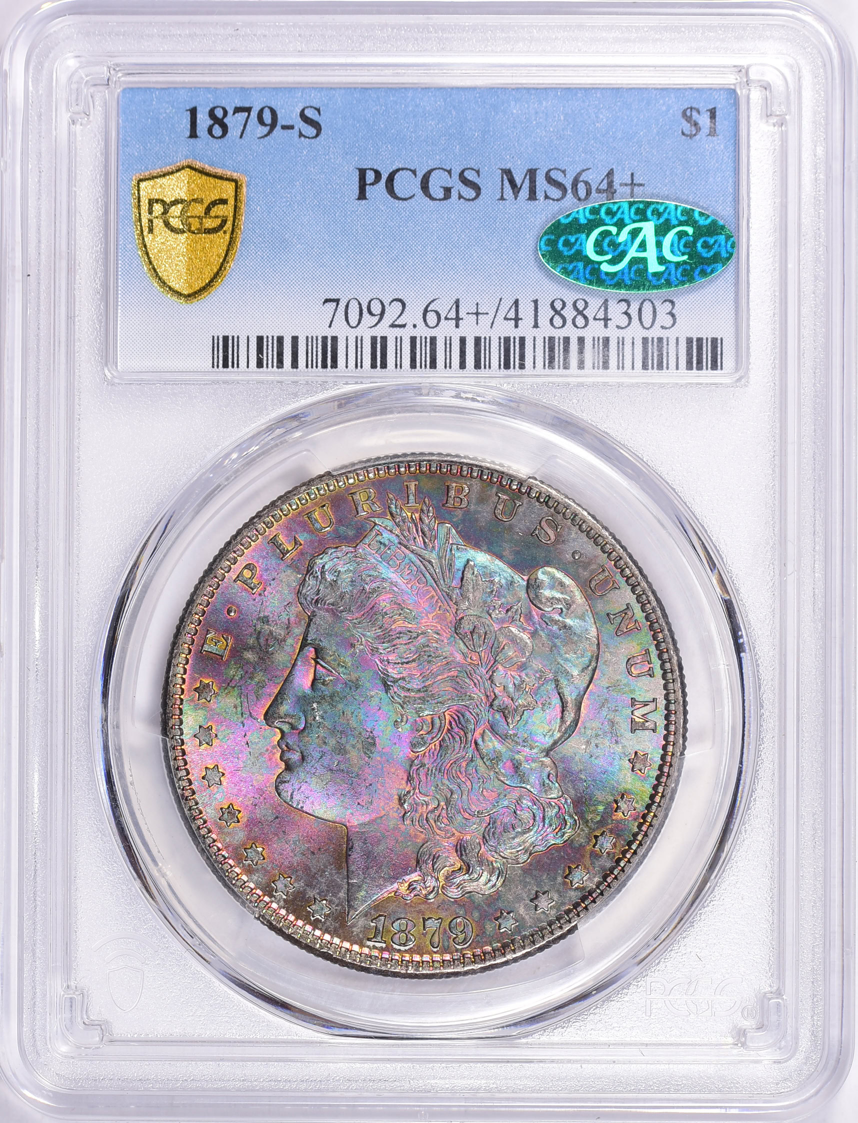1879-S Morgan Silver Dollar PCGS MS-64+ (CAC Green) (Toned) (Item 1717081) | GreatCollections ...