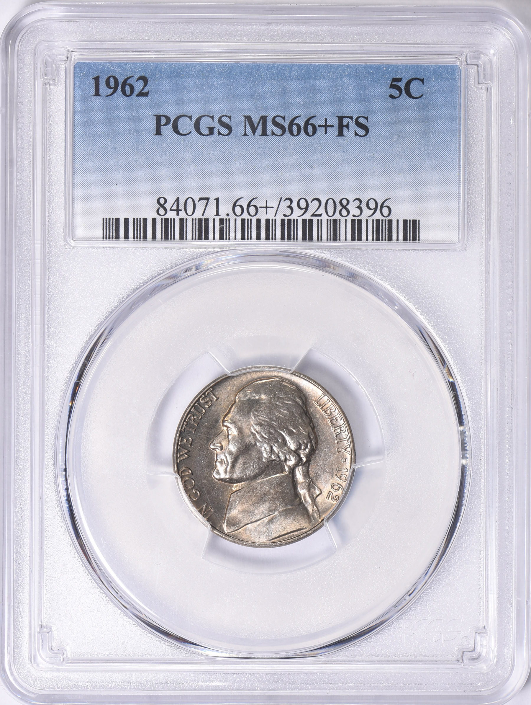 1962 Jefferson Nickel PCGS MS-66+ FS (Item 1717123) | GreatCollections ...