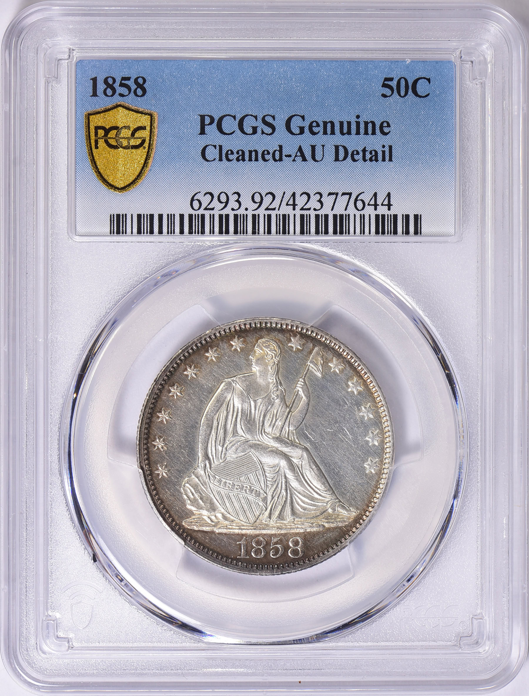 1858 Seated Liberty Half Dollar PCGS Genuine AU Details (Item 1717145) | GreatCollections Coin ...