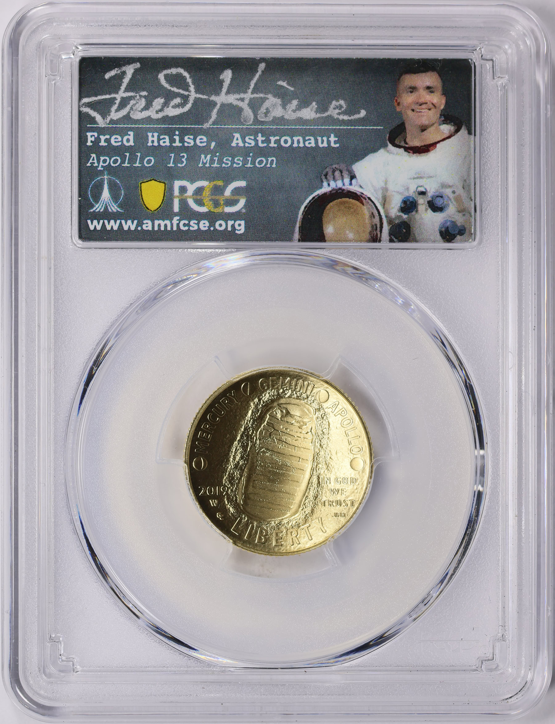 2019-W Apollo 11 50th Anniversary Gold $5 First Day of Issue PCGS MS-70 ...