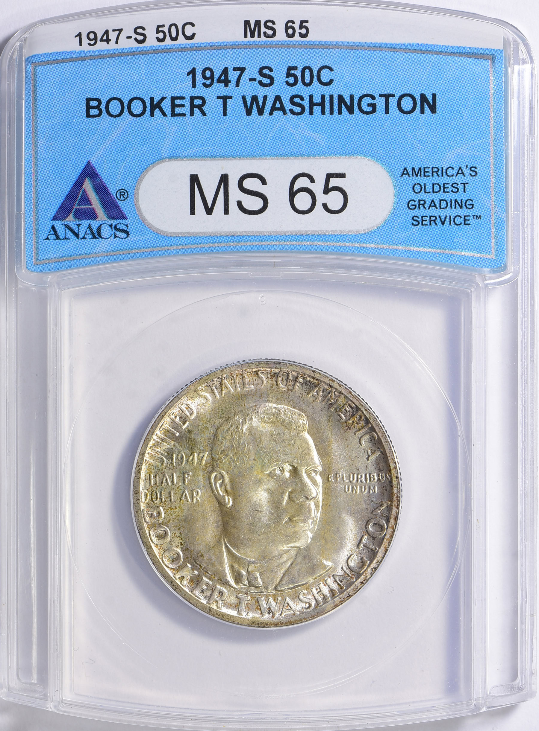 1947-S Booker T. Washington Memorial Half Dollar ANACS MS-65 (Item 1717399) | GreatCollections ...