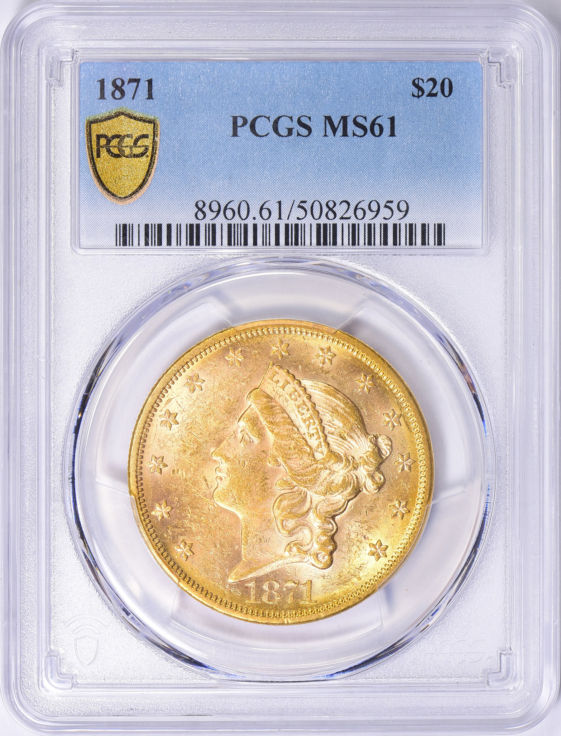 1871 Liberty Gold Double Eagle PCGS MS-61 (Item 1717458) | GreatCollections Coin Auctions