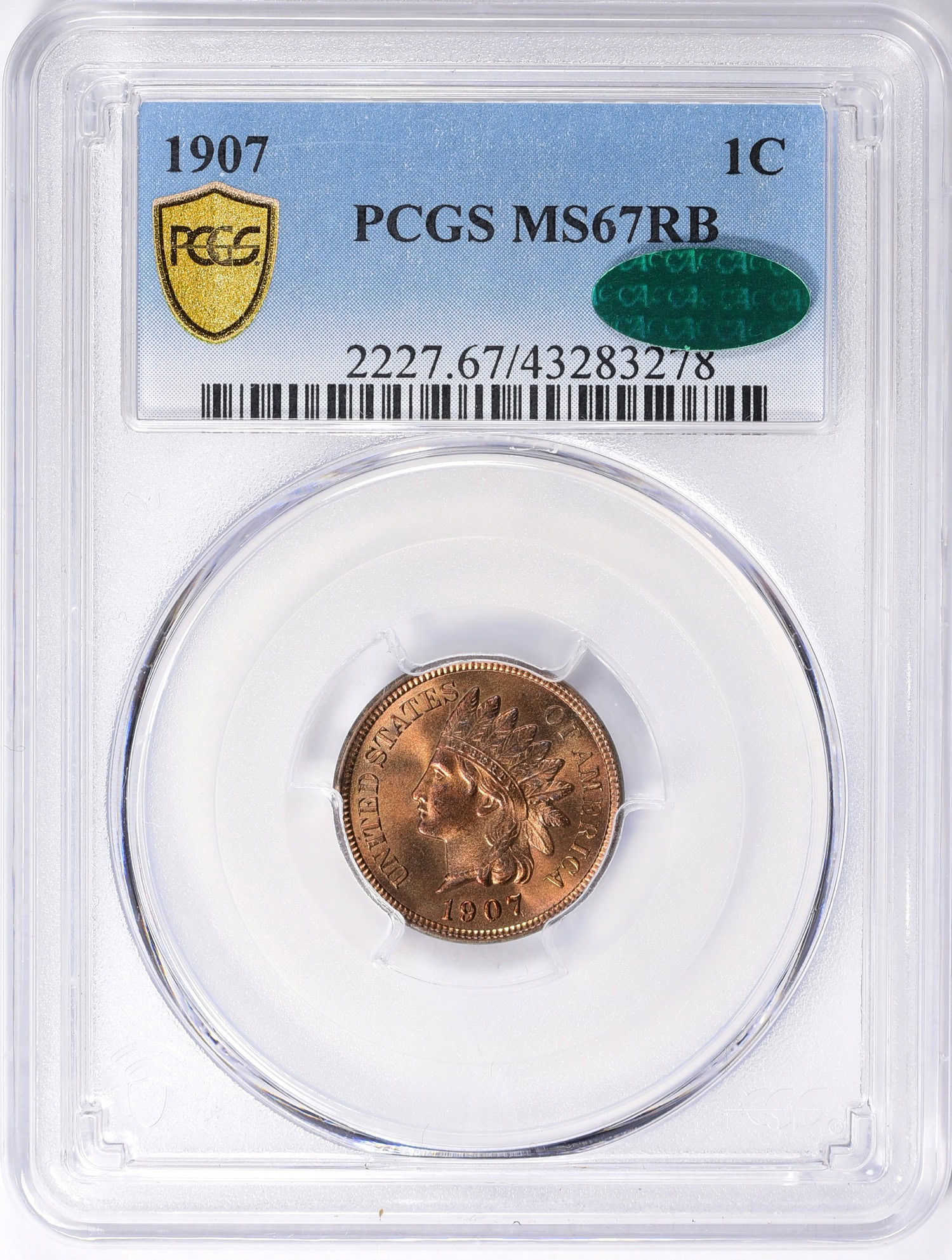 1907 Indian Cent PCGS MS-67 RB (CAC Green) (Item 1717469 ...