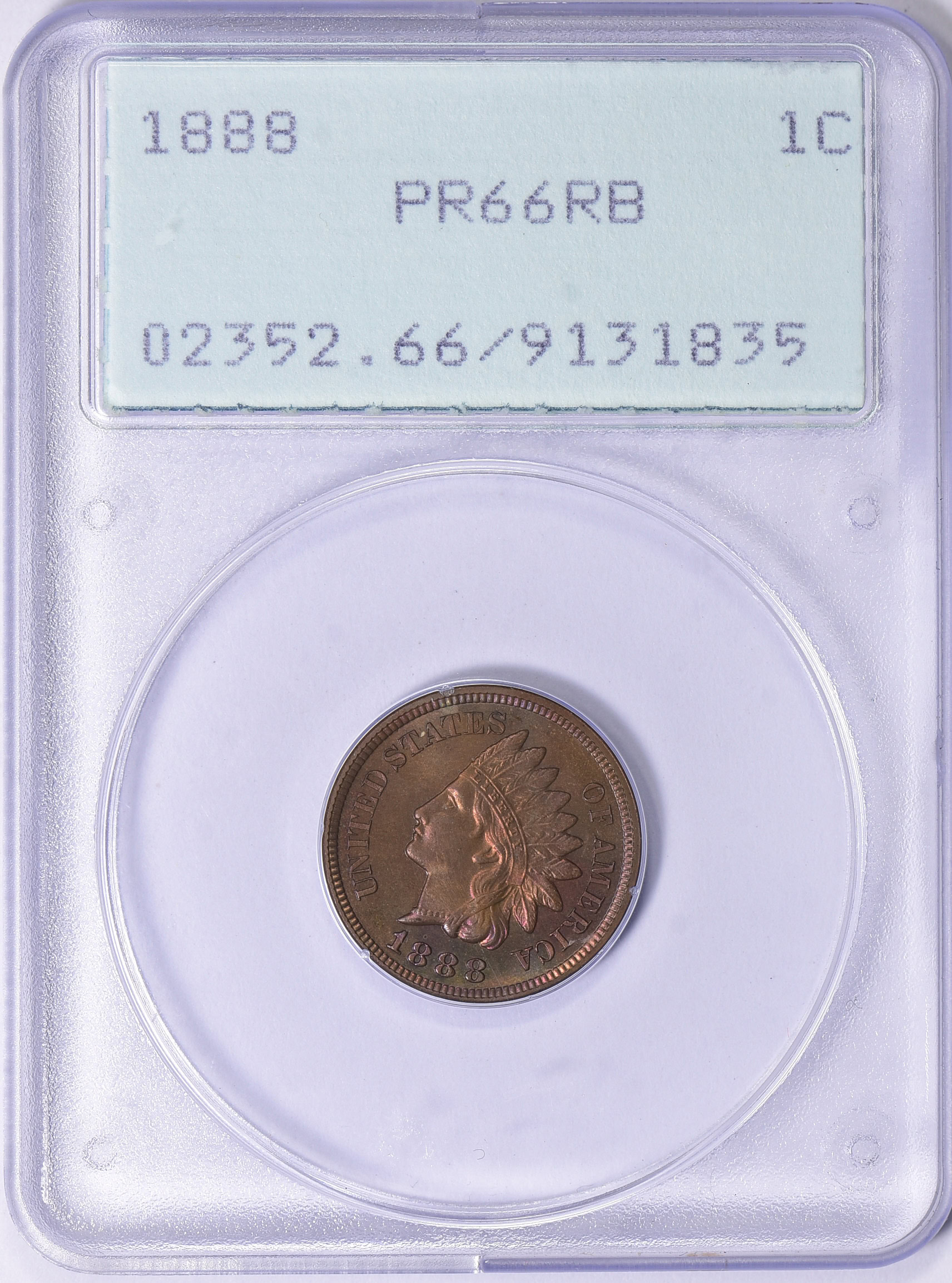 1888 Indian Cent PCGS Proof-66 RB OGH (1st Gen) (Toned) (Item 1717479) | GreatCollections Coin ...