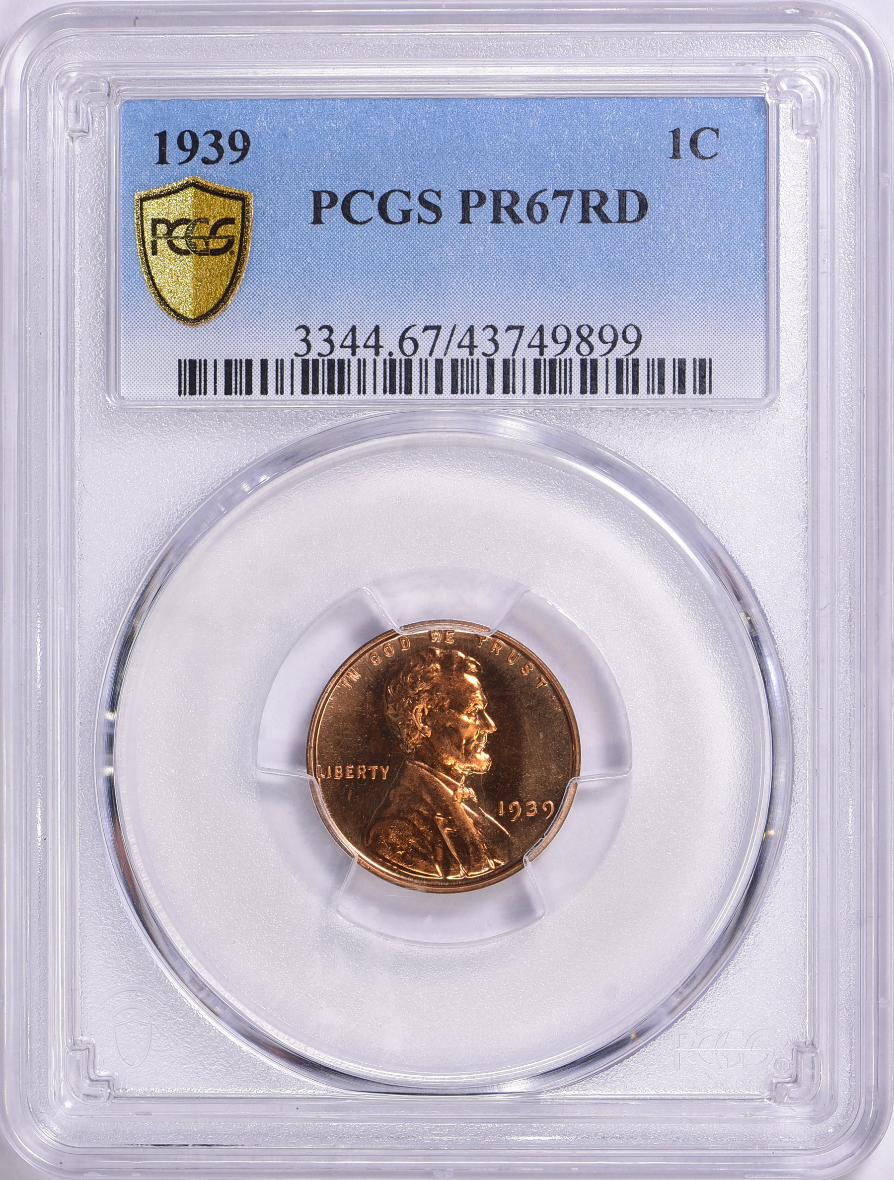 1939 Lincoln Cent PCGS Proof-67 RD (Item 1717509) | GreatCollections ...