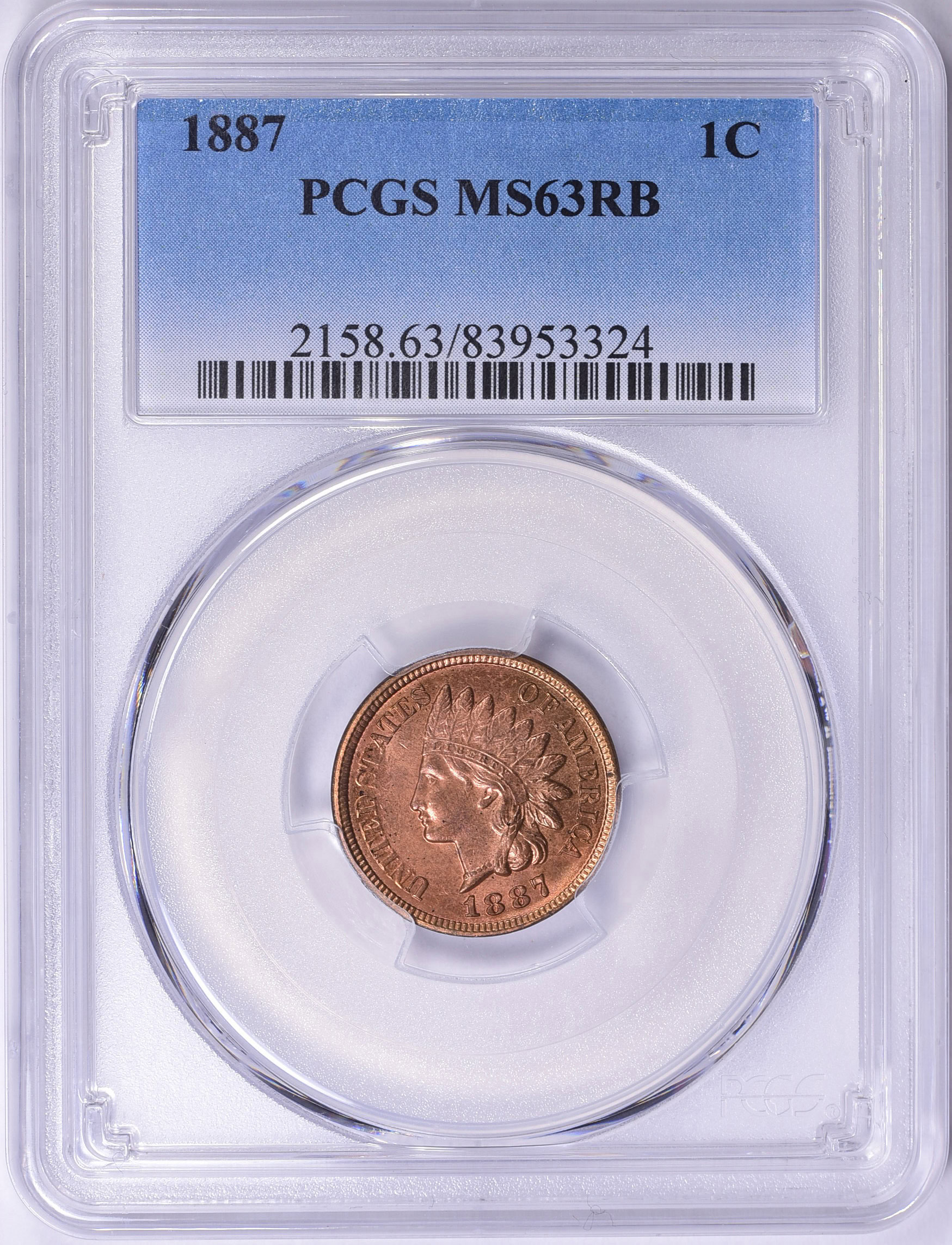 1887 Indian Cent PCGS MS-63 RB (Item 1717514) | GreatCollections Coin Auctions
