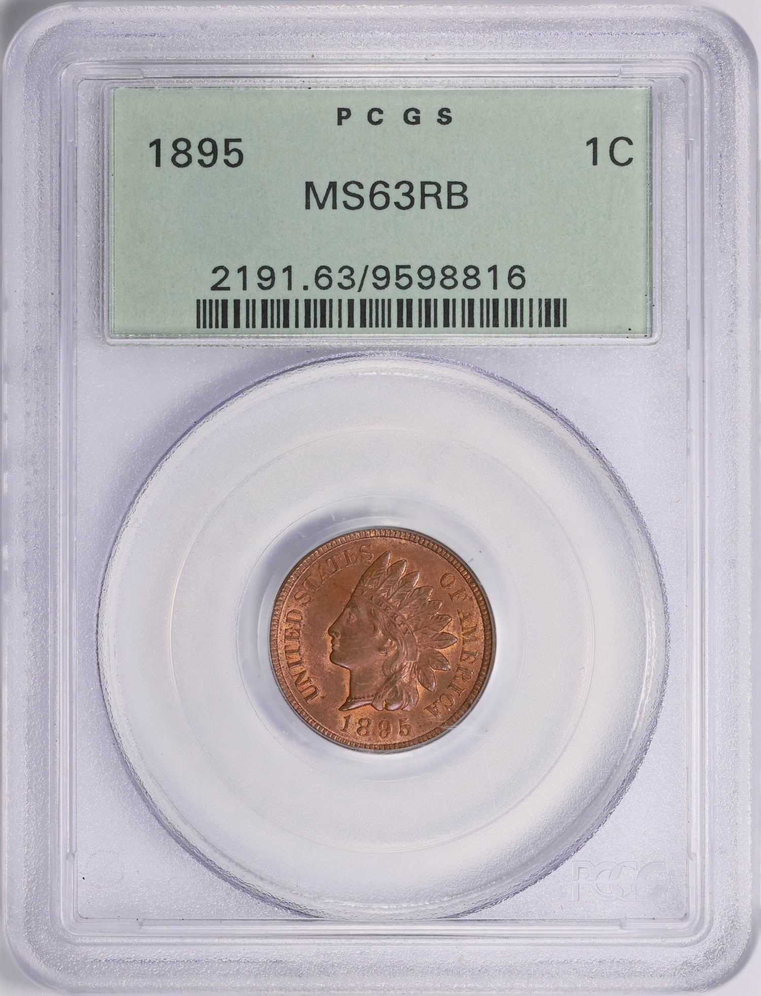 1895 Indian Cent PCGS MS-63 RB OGH (Item 1717546) | GreatCollections Coin Auctions