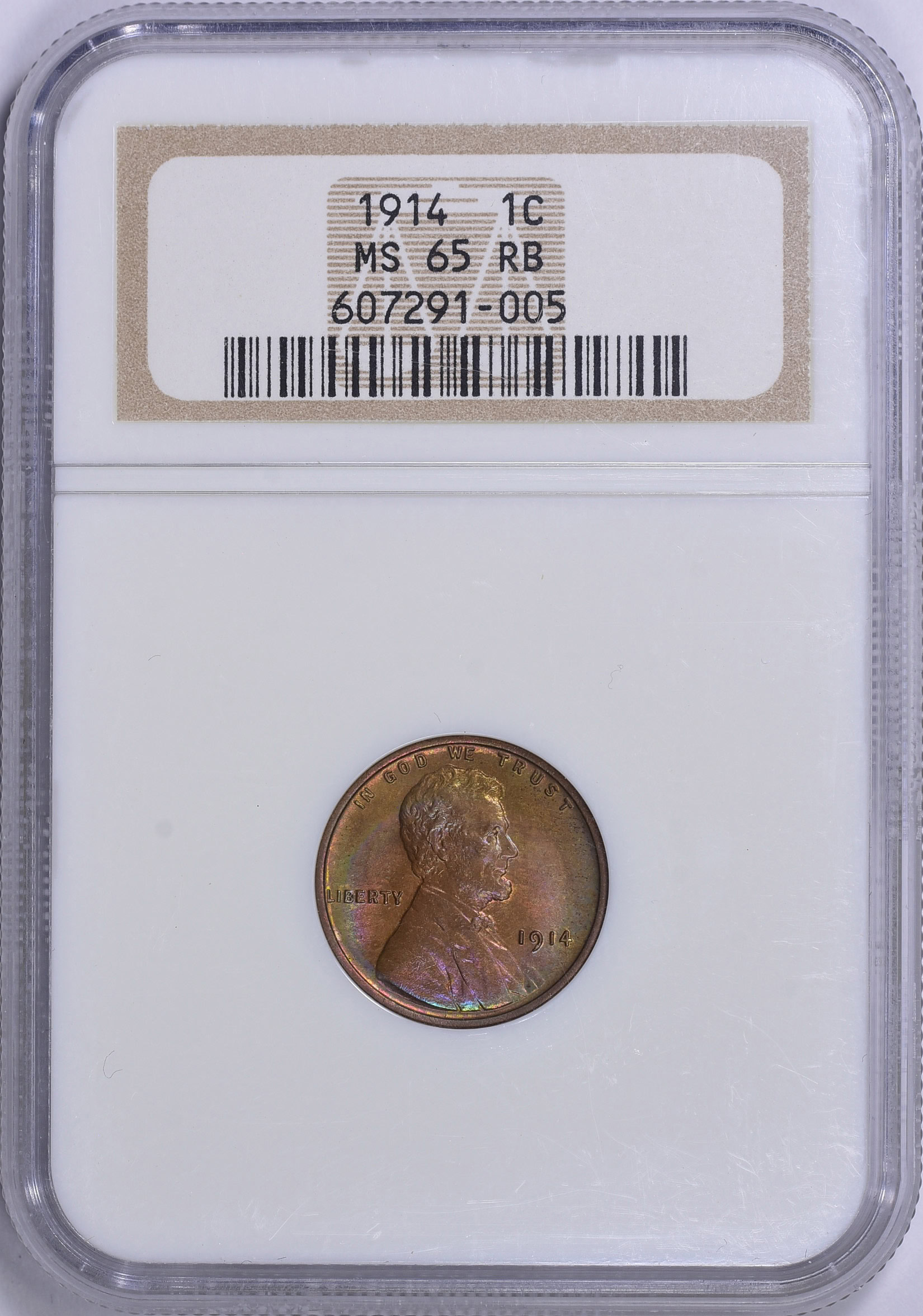 1914 Lincoln Cent NGC MS-65 RB (Toned) (Item 1717563) | GreatCollections Coin Auctions