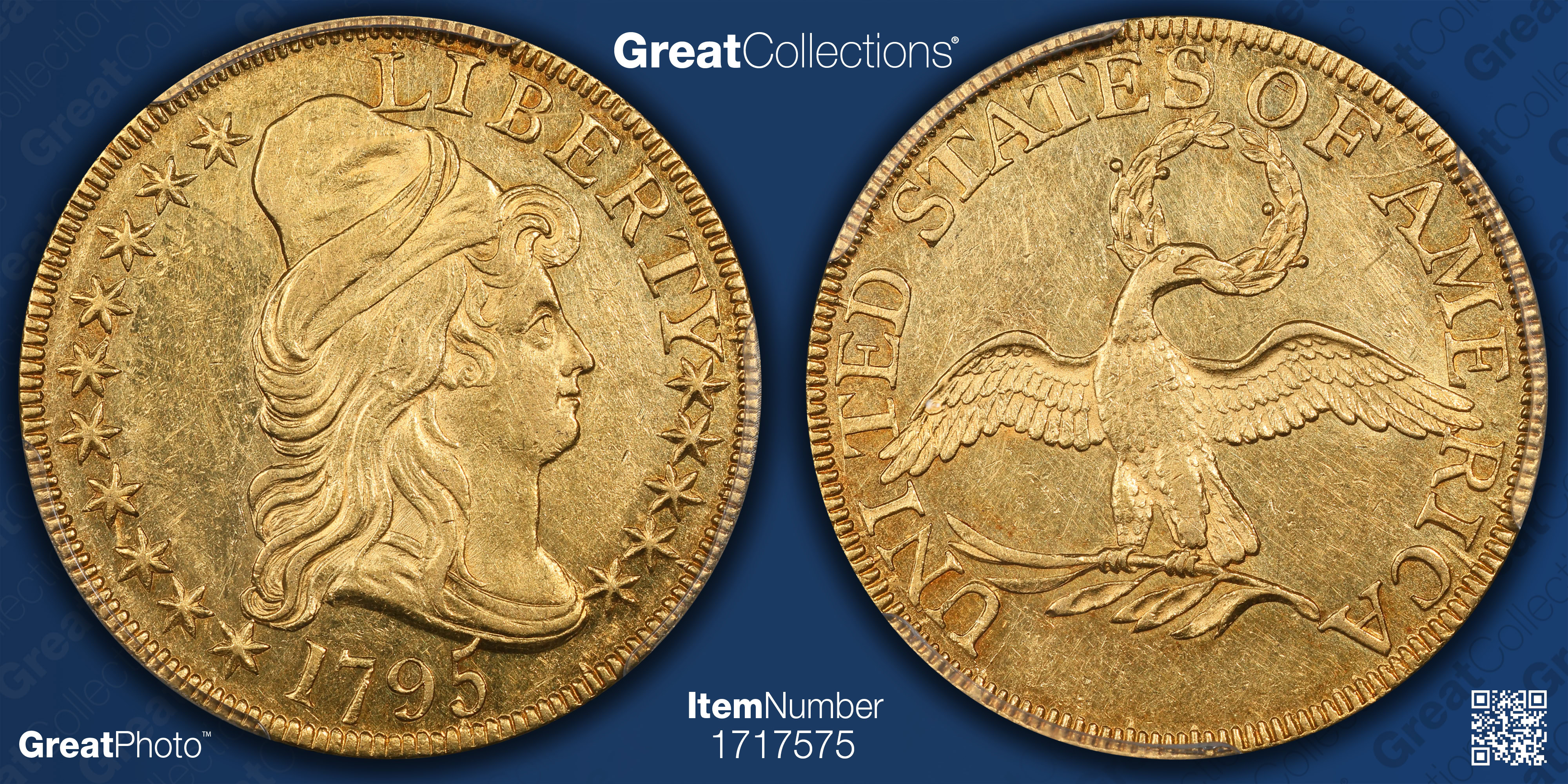 1795 Capped Bust Right Gold Half Eagle Small Eagle, S over D PCGS AU-55 ...