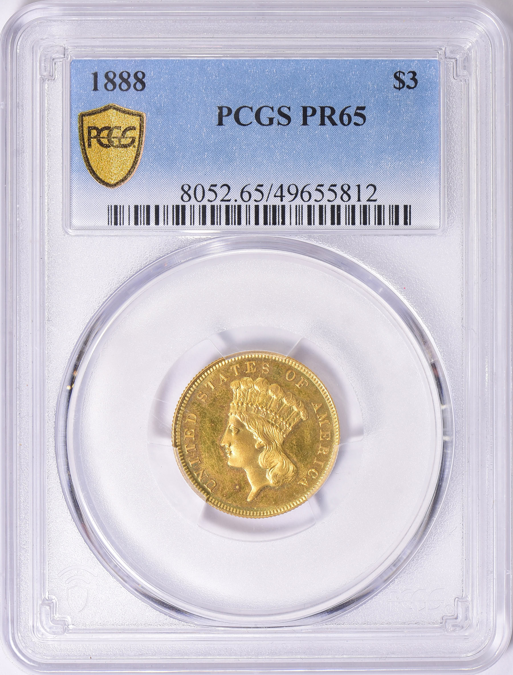 1888 Three-Dollar Gold Piece PCGS Proof-65 (Item 1717579) | GreatCollections Coin Auctions
