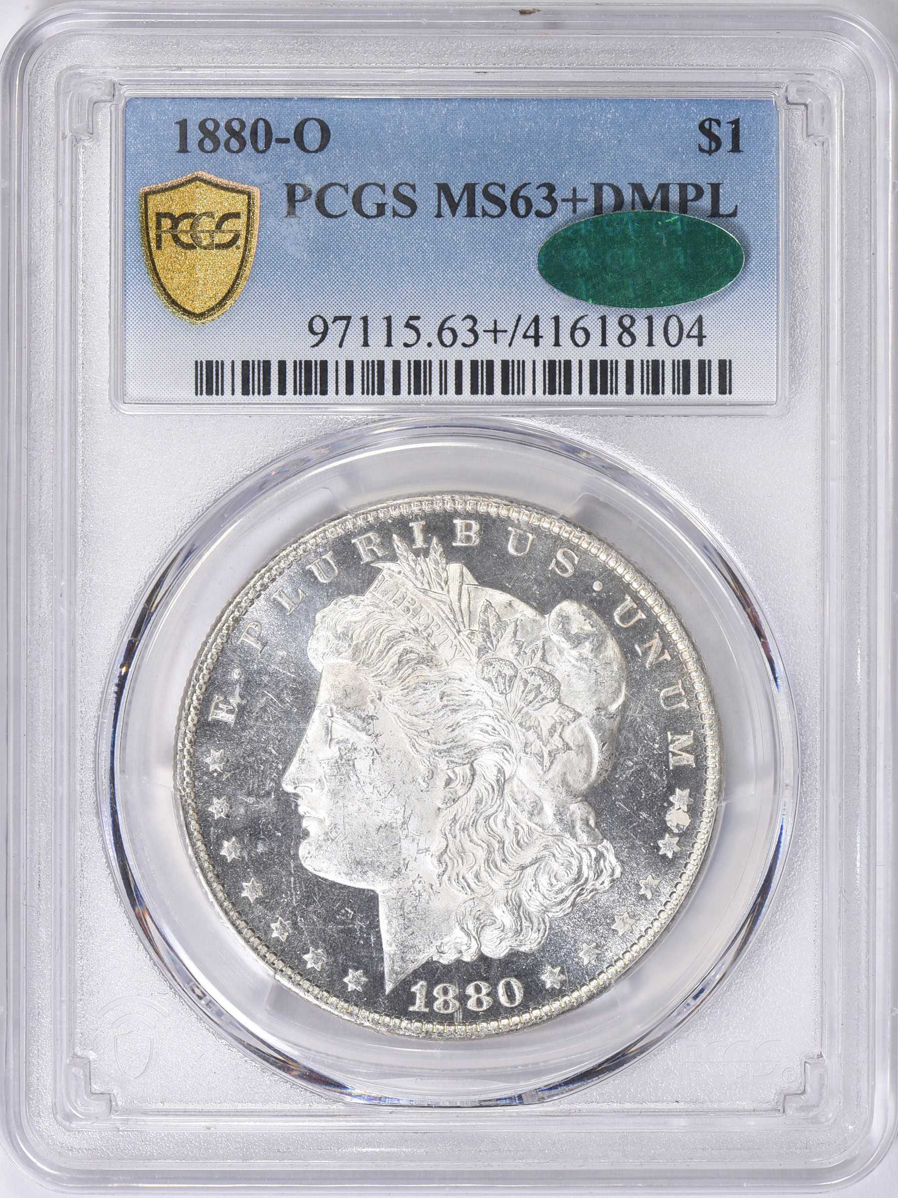 1880-O Morgan Silver Dollar PCGS MS-63+ DMPL (CAC Green) (Item 1717605) | GreatCollections Coin ...