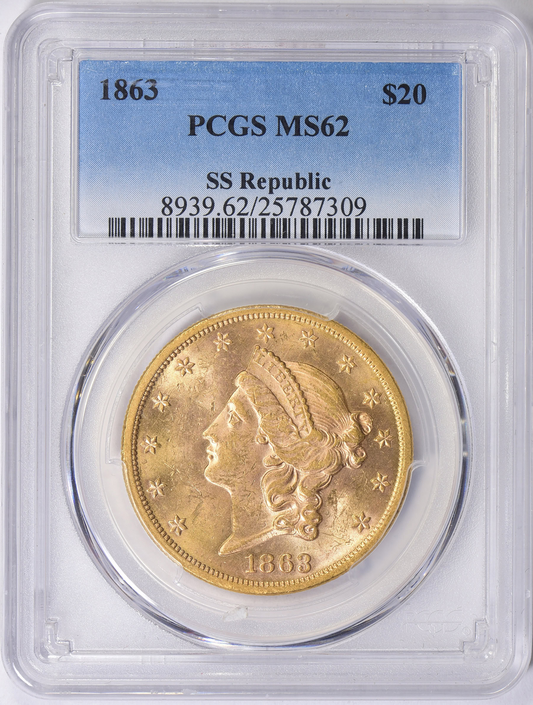 1863 Liberty Gold Double Eagle Shipwreck S.S. Republic PCGS MS-62 (Item 1717652 ...
