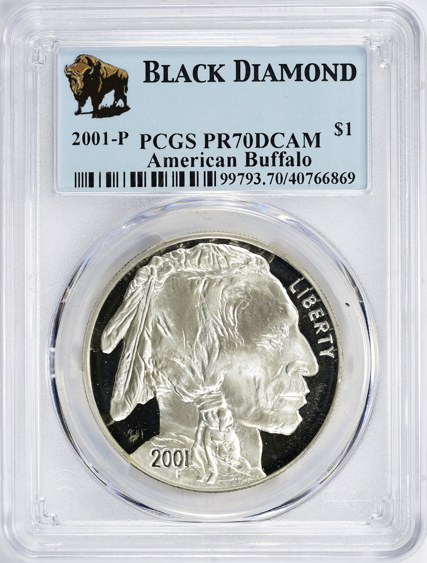 2001-P American Buffalo Silver Dollar PCGS Proof-70 DCAM (Black Diamond ...