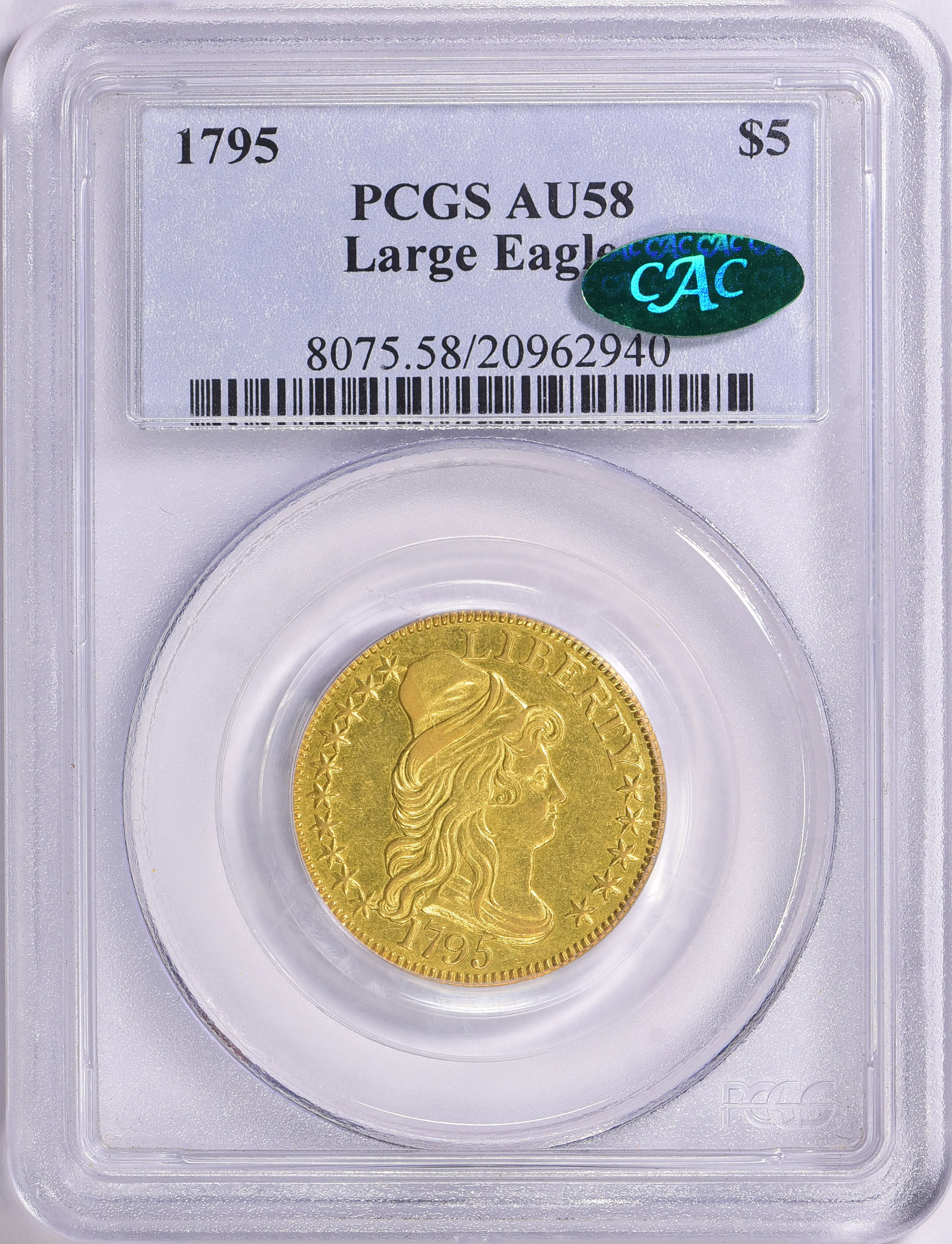 1795 Capped Bust Right Gold Half Eagle Large Eagle PCGS AU-58 (CAC ...
