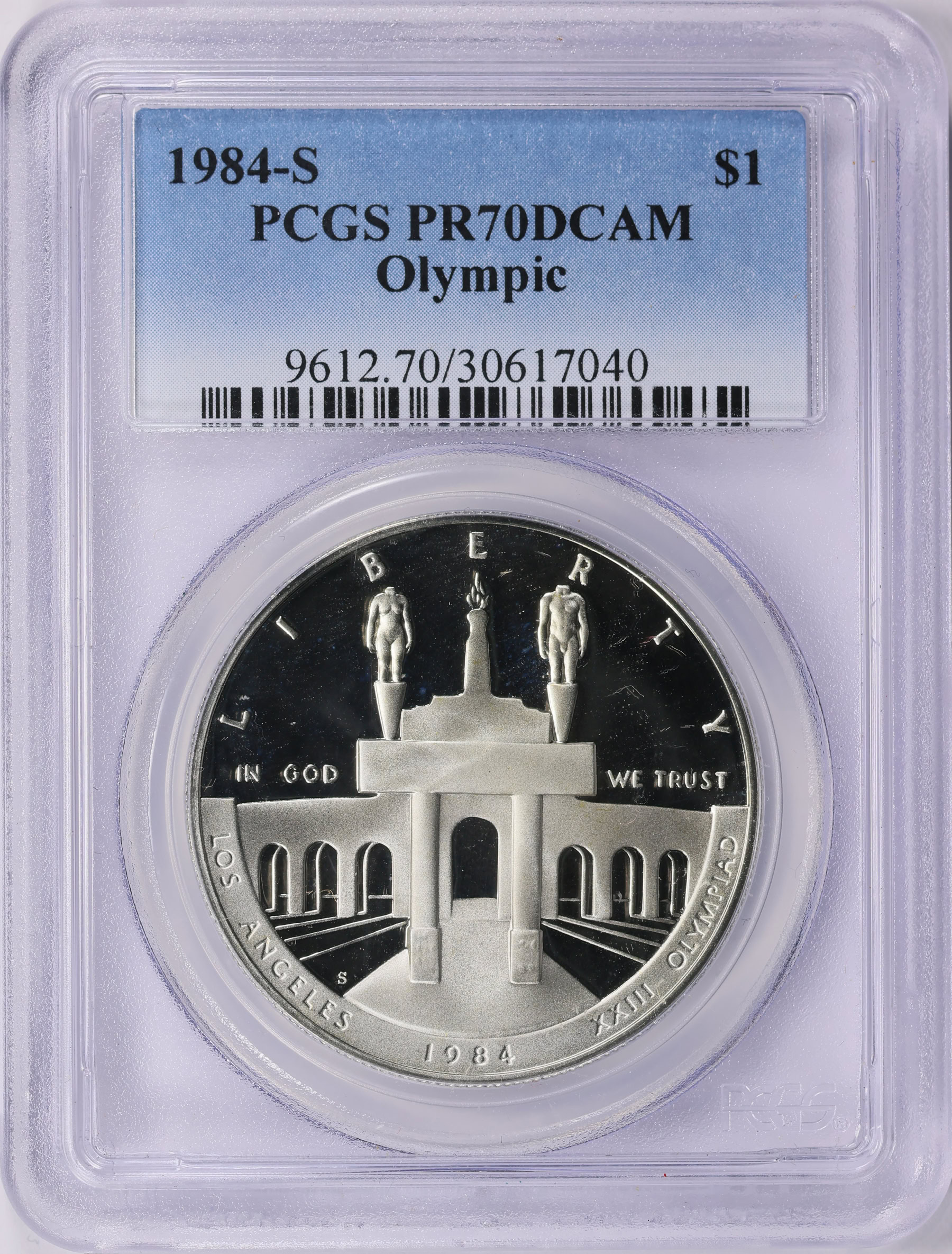 1984-S Los Angeles XXIII Olympiad Coliseum Silver Dollar PCGS Proof-70 ...