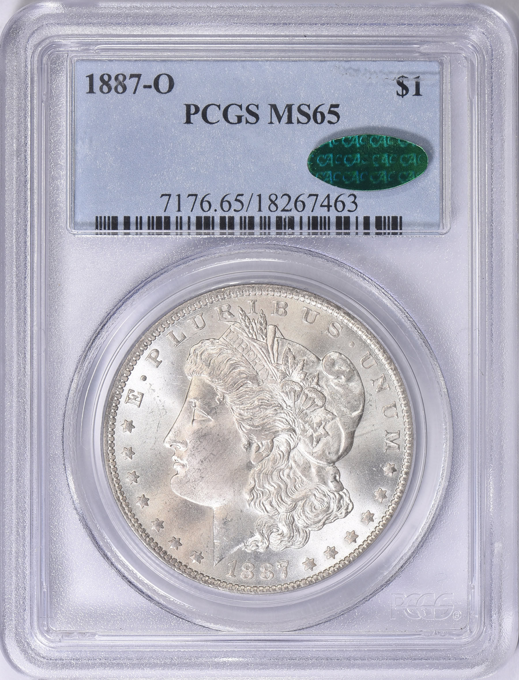 1887-O Morgan Silver Dollar PCGS MS-65 (CAC Green) (Item 1717845) | GreatCollections Coin Auctions